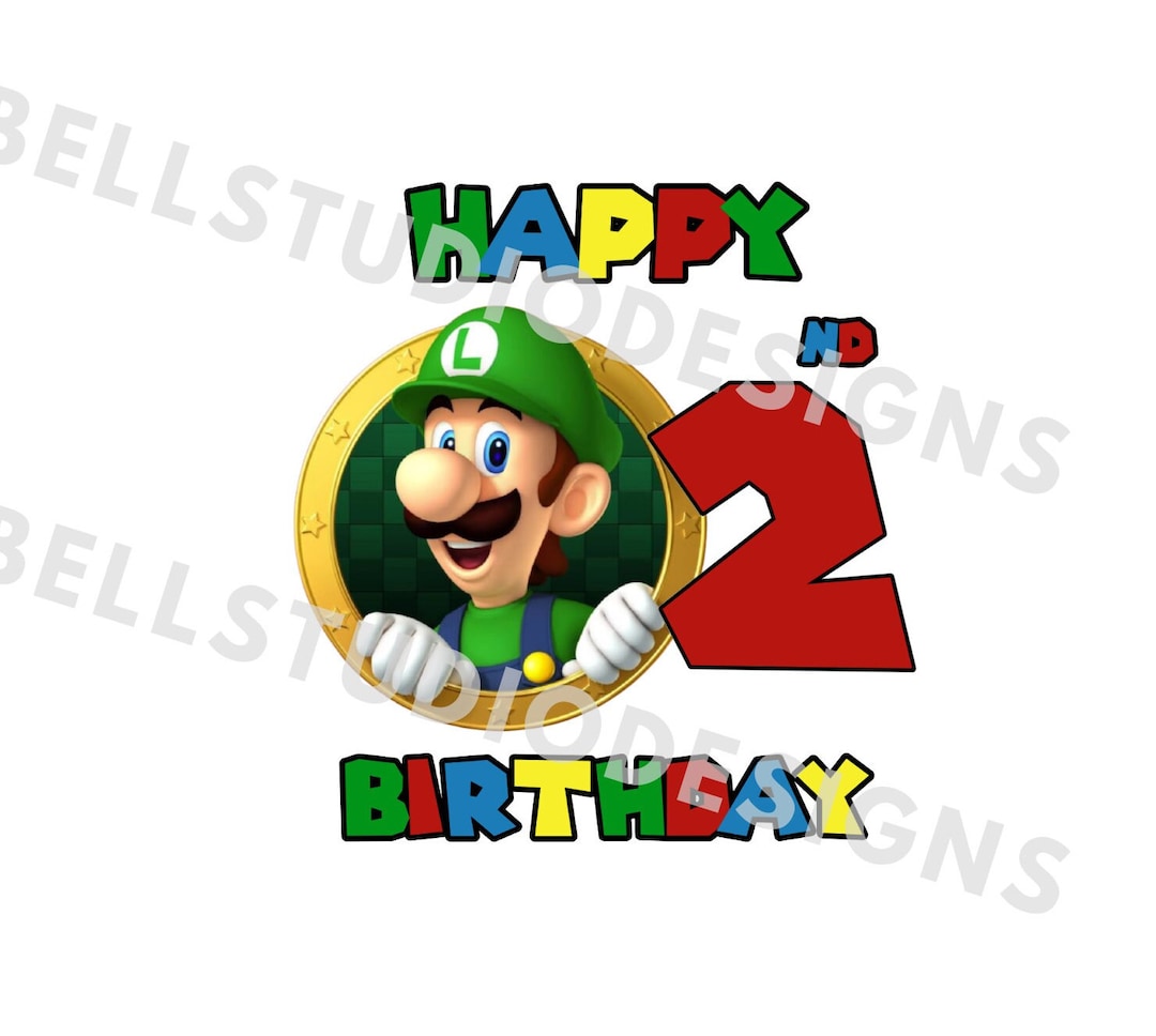 Super Mario 2nd Birthday PNG JPG, Luigi Birthday PNG, Cricut ...
