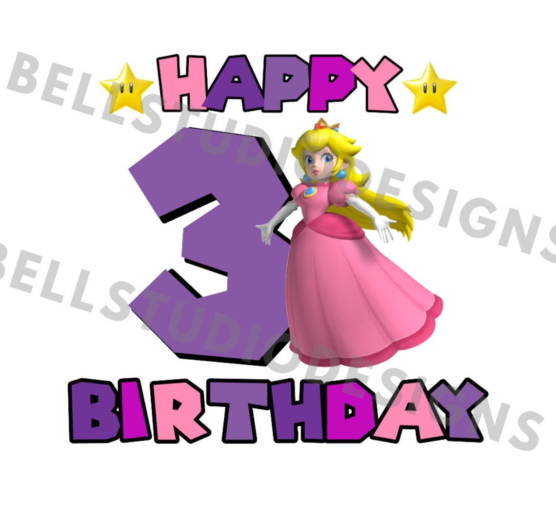 Super Mario 3rd Birthday PNG JPG Princess Peach Birthday PNG - Etsy