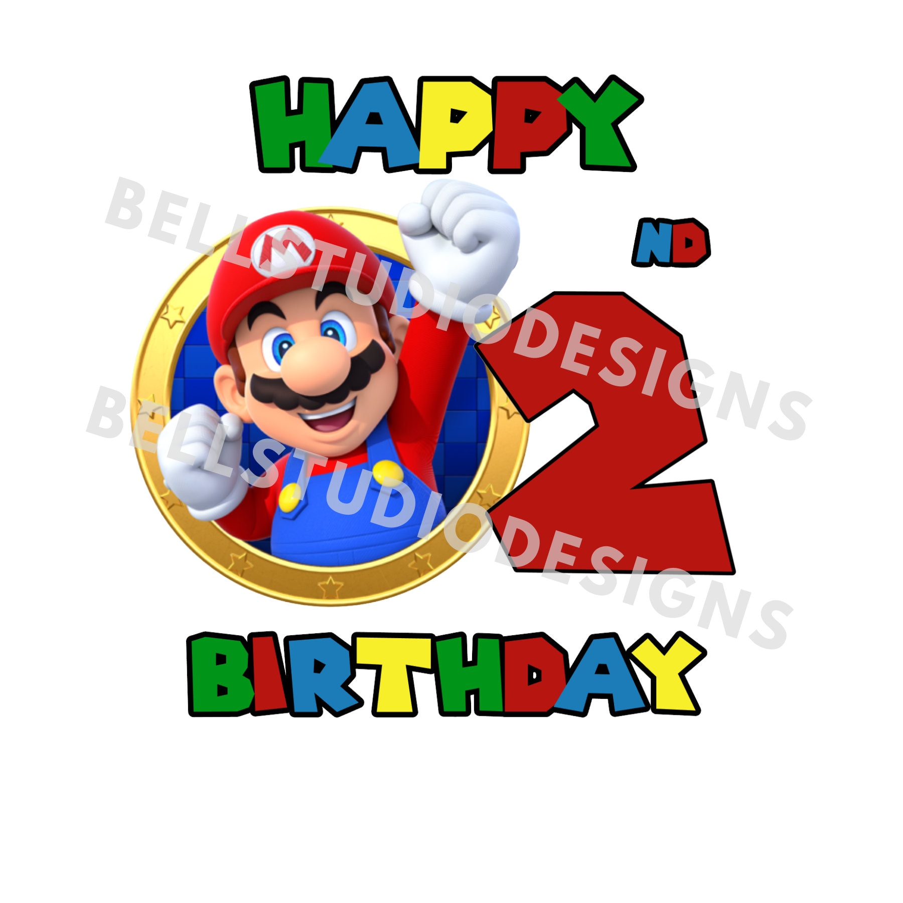 Super Mario 2nd Birthday PNG JPG Mario Birthday PNG Cricut - Etsy
