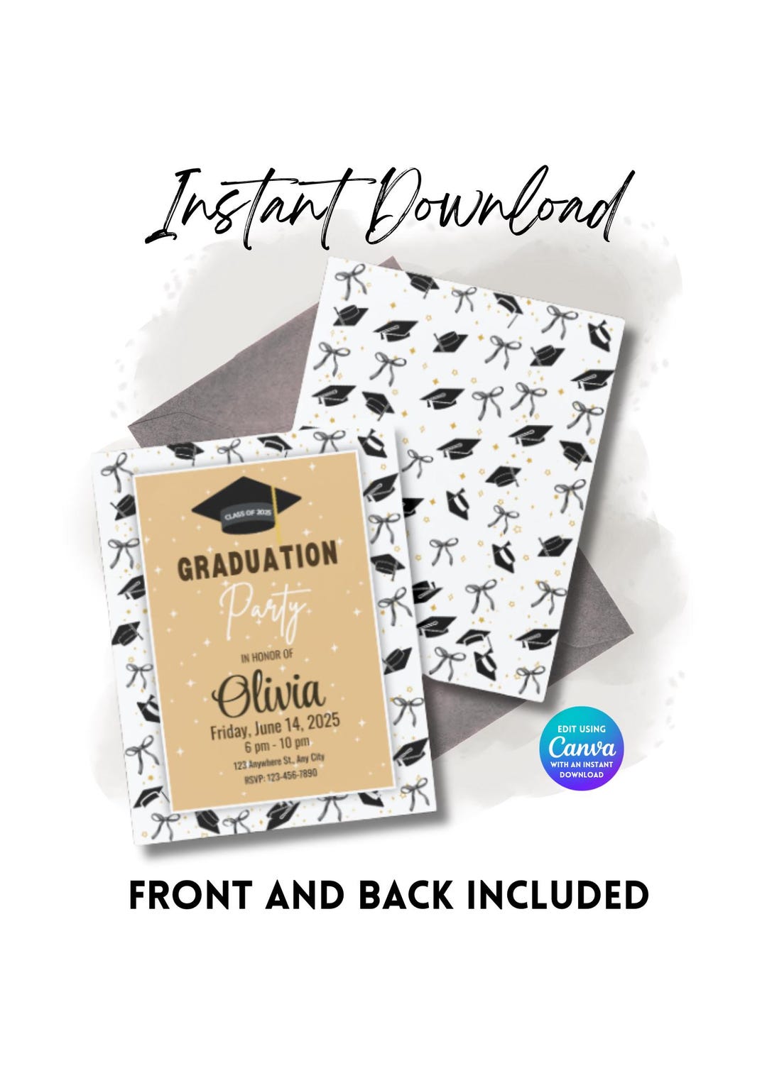 Editable Graduation Party Invitation Template, Graduation Announcement ...