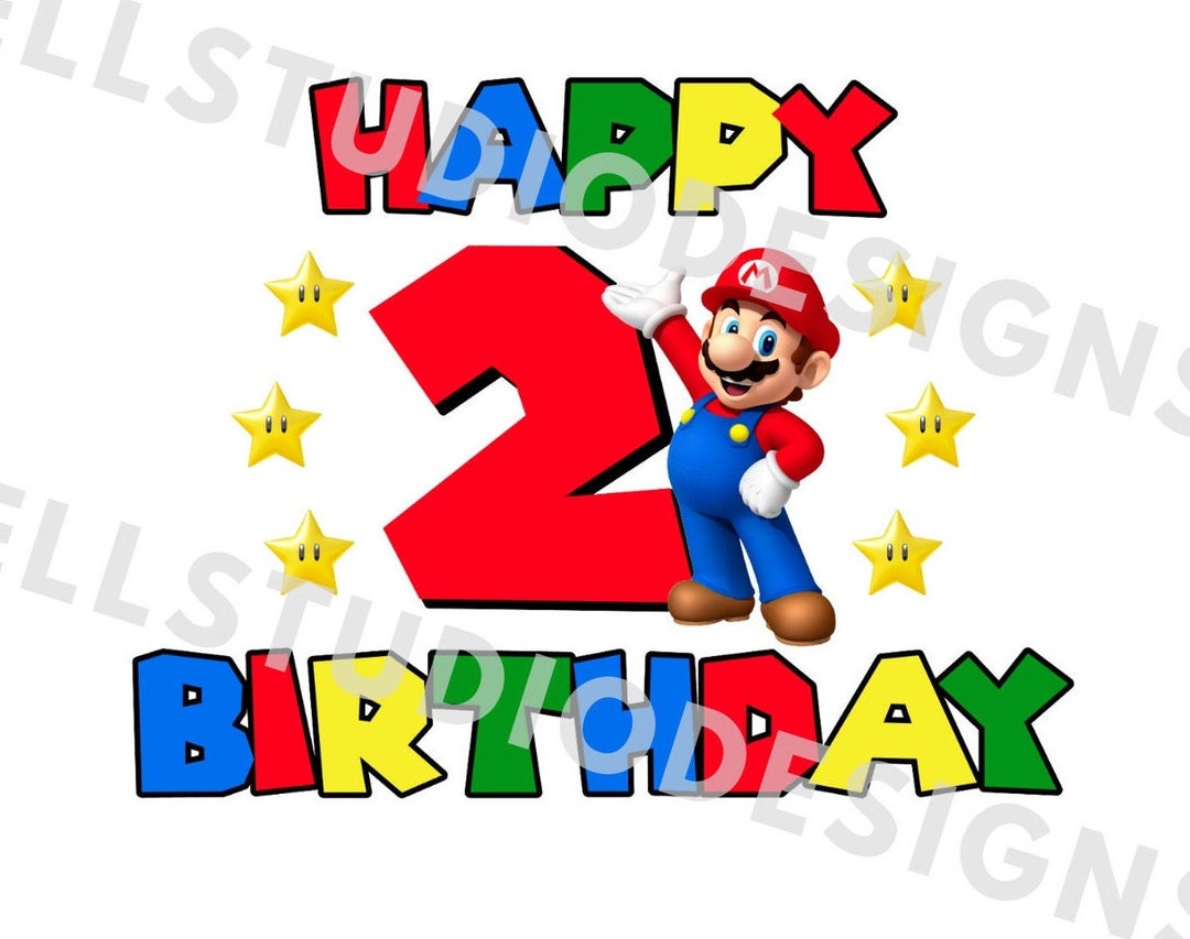 Super Mario 2nd Birthday PNG JPG, Mario Birthday PNG, Cricut ...