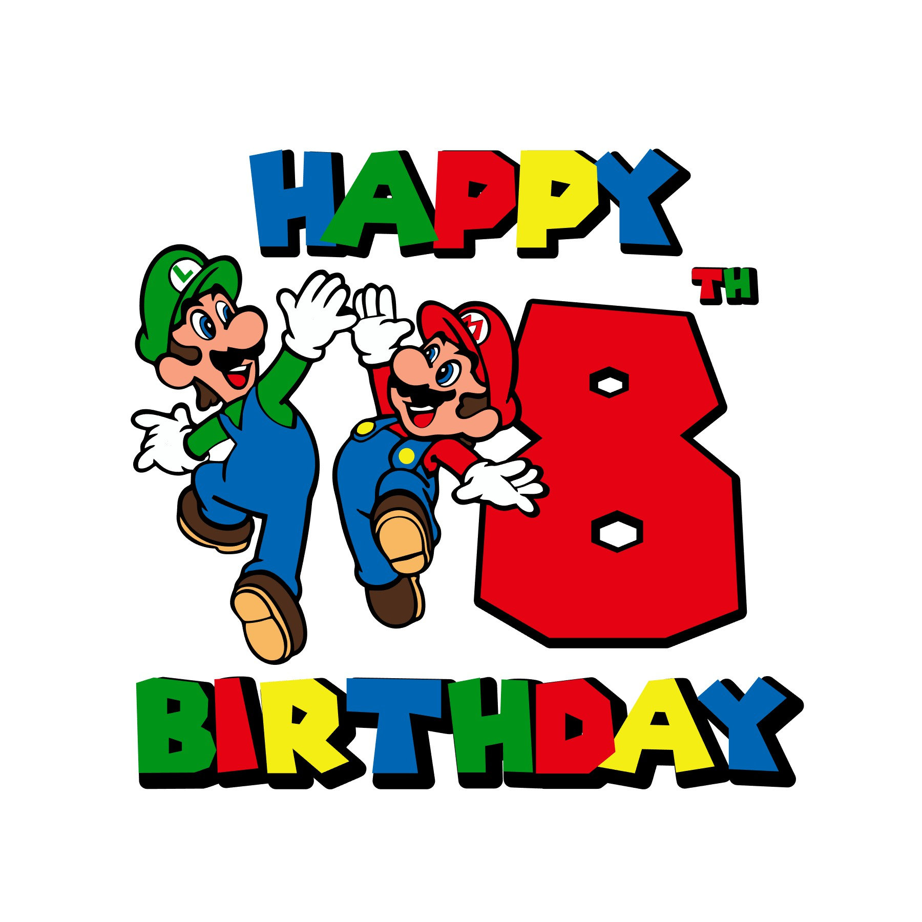 Super Mario 8th Birthday SVG, PNG, Jpg for Tshirt, Mario and Luigi ...