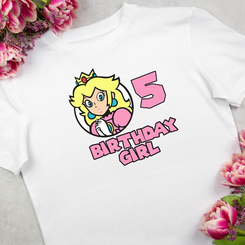 Princess Peach 5th Birthday SVG PNG Jpg, Mario Peach Birthday SVG ...