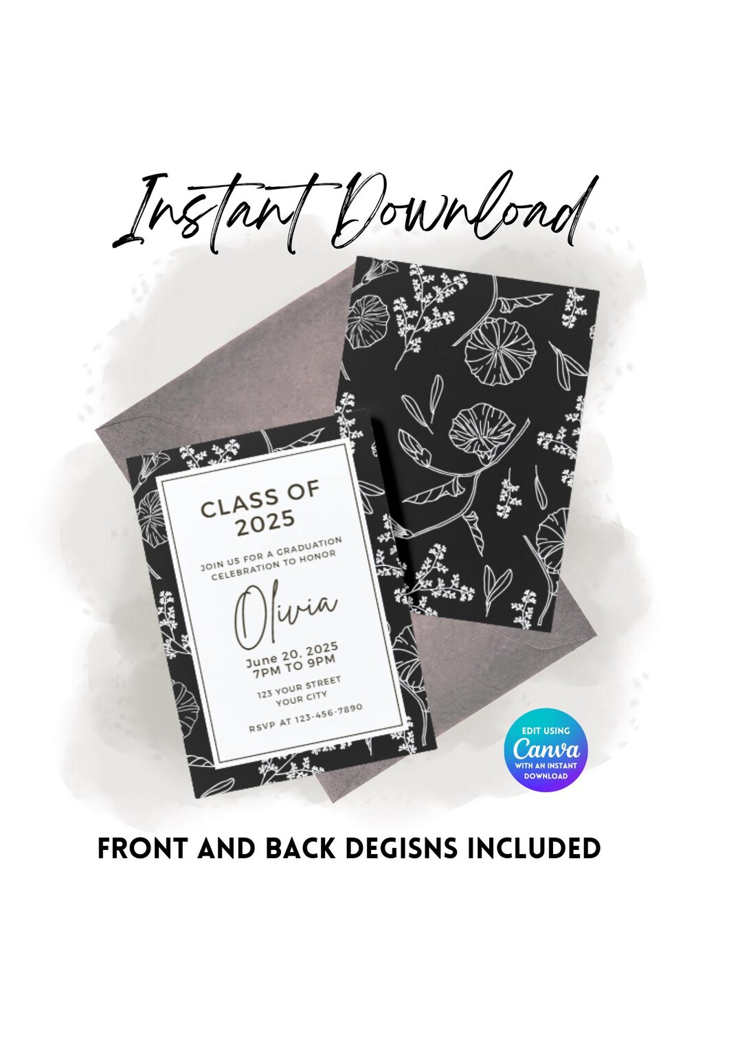 Editable Graduation Party Invitation Template, Graduation Announcement ...