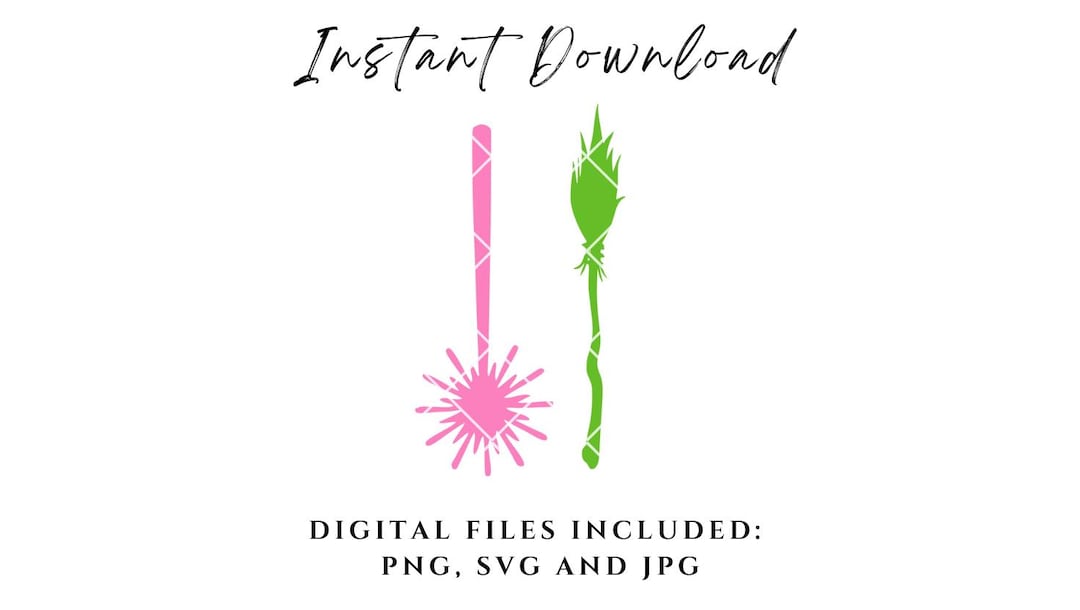 Wicked Wand and Broom SVG Png Jpg, Wicked Elements SVG, Wicked Clipart PNG, Magic Wand, Cricut ...