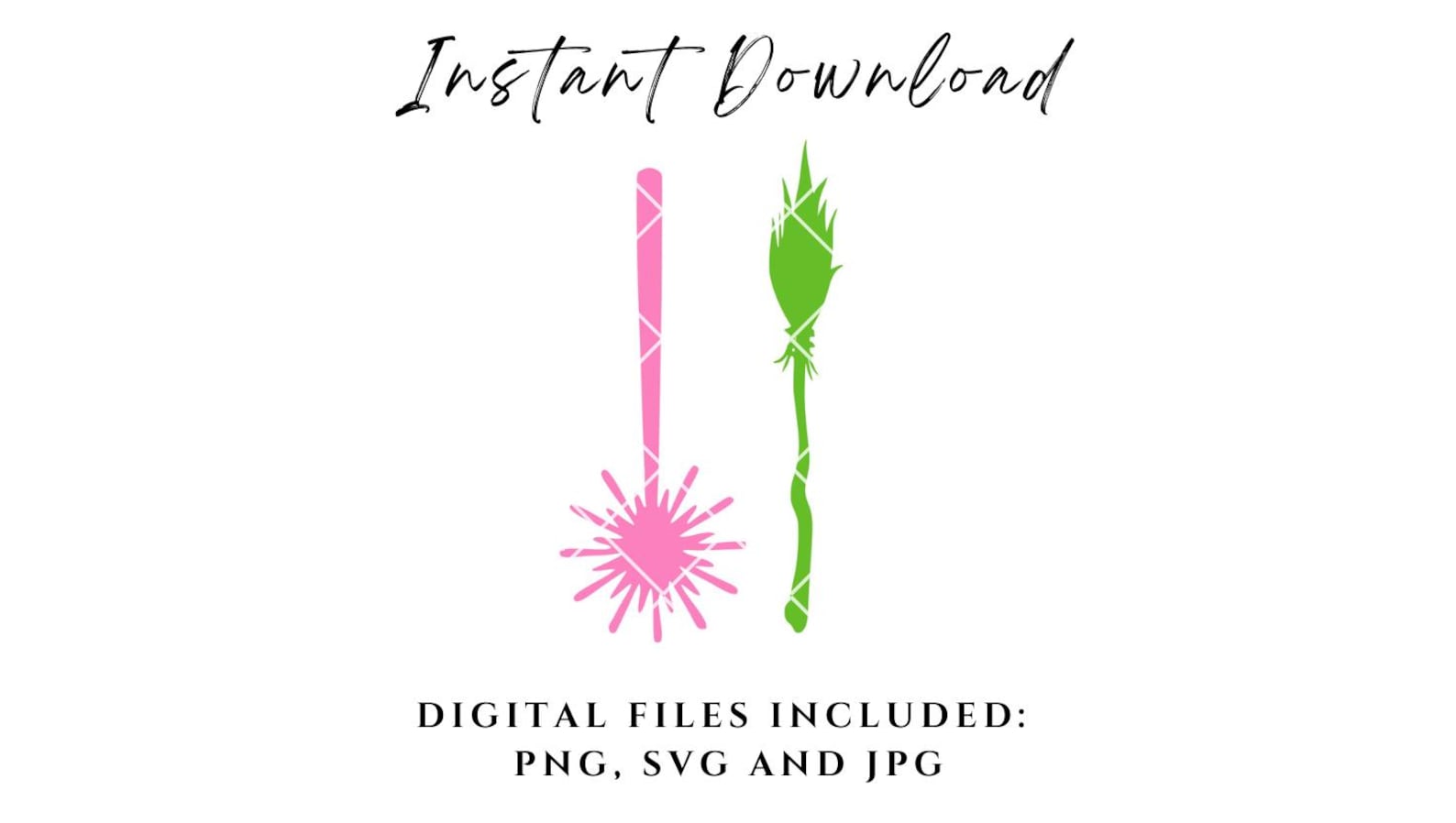 Wicked Wand and Broom SVG Png Jpg, Wicked Elements SVG, Wicked Clipart ...