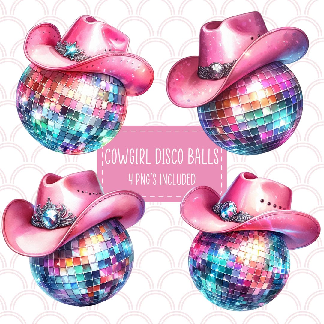 Cowgirl Hat Disco Ball Png Bundle, Girly Sublimation, Western, Trendy ...