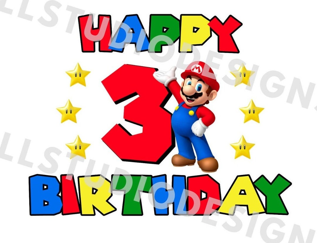 Super Mario 3rd Birthday PNG JPG, Mario Birthday PNG, Cricut ...