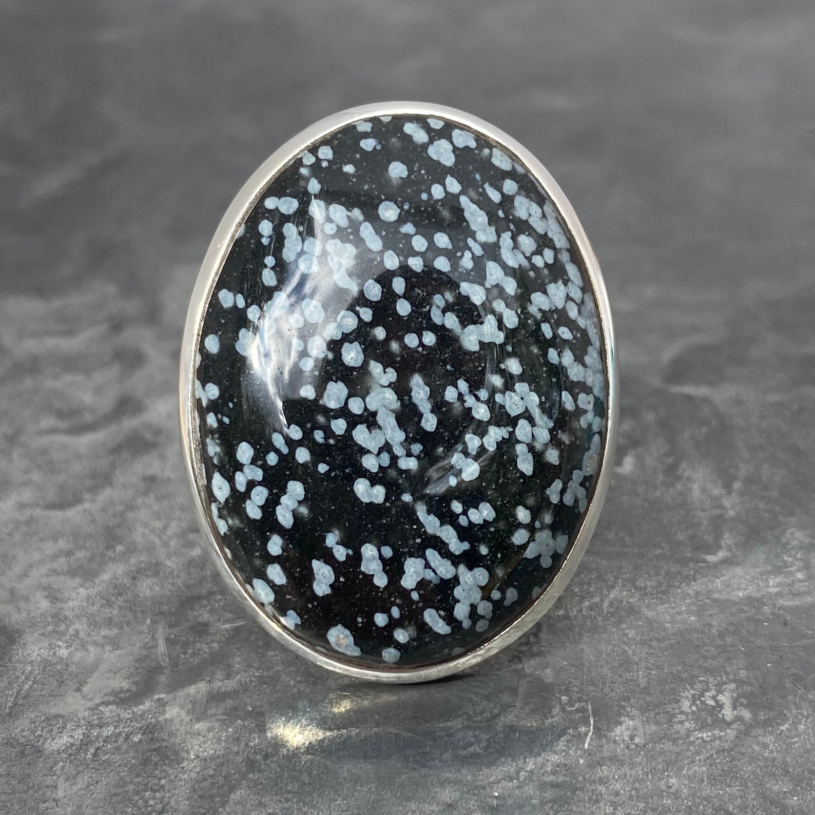 Snowflake Obsidian Ring Large Snow Flake Obsidian Ring - Etsy