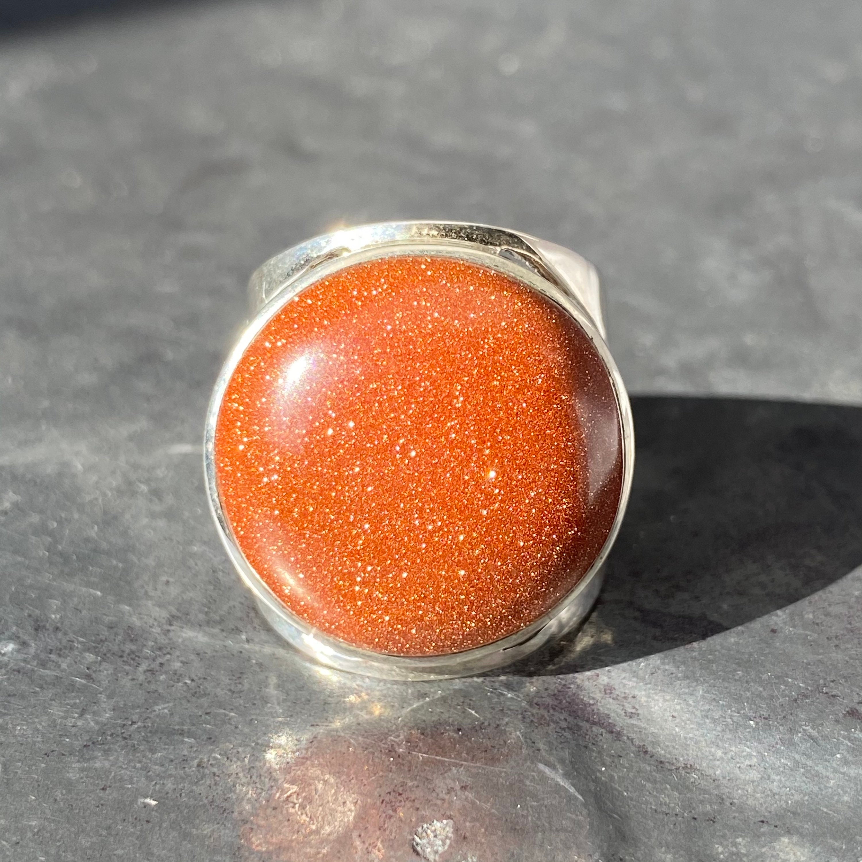 Goldstone Ring Sandstone Ring Gold Sandstone Ring Size - Etsy UK