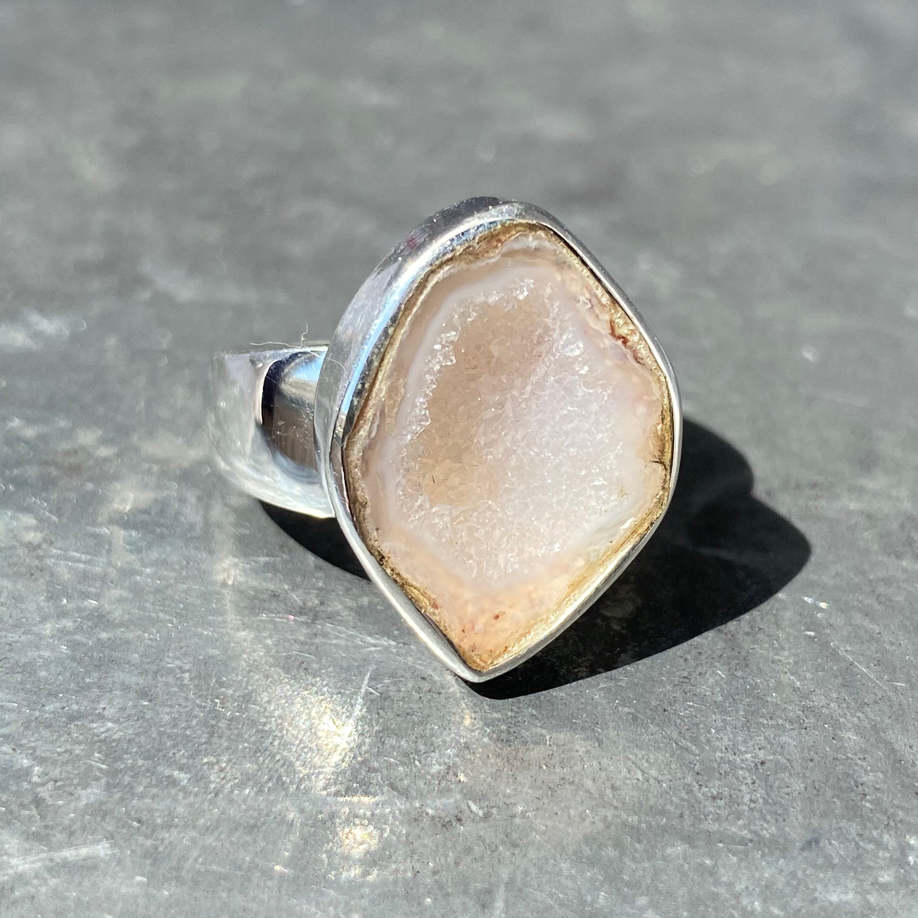 Druzy Ring Druzy Quartz Ring Natural Crystal Ring Size U.K. Q 1/2, US 8 ...