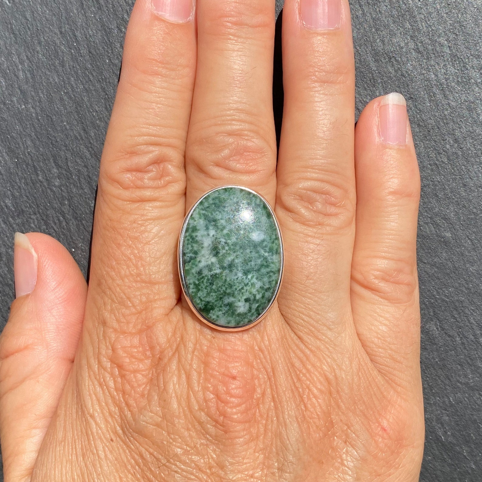 Jasper Ring Green Dot Jasper Ring Silver Green Jasper Ring Size U.K. S ...