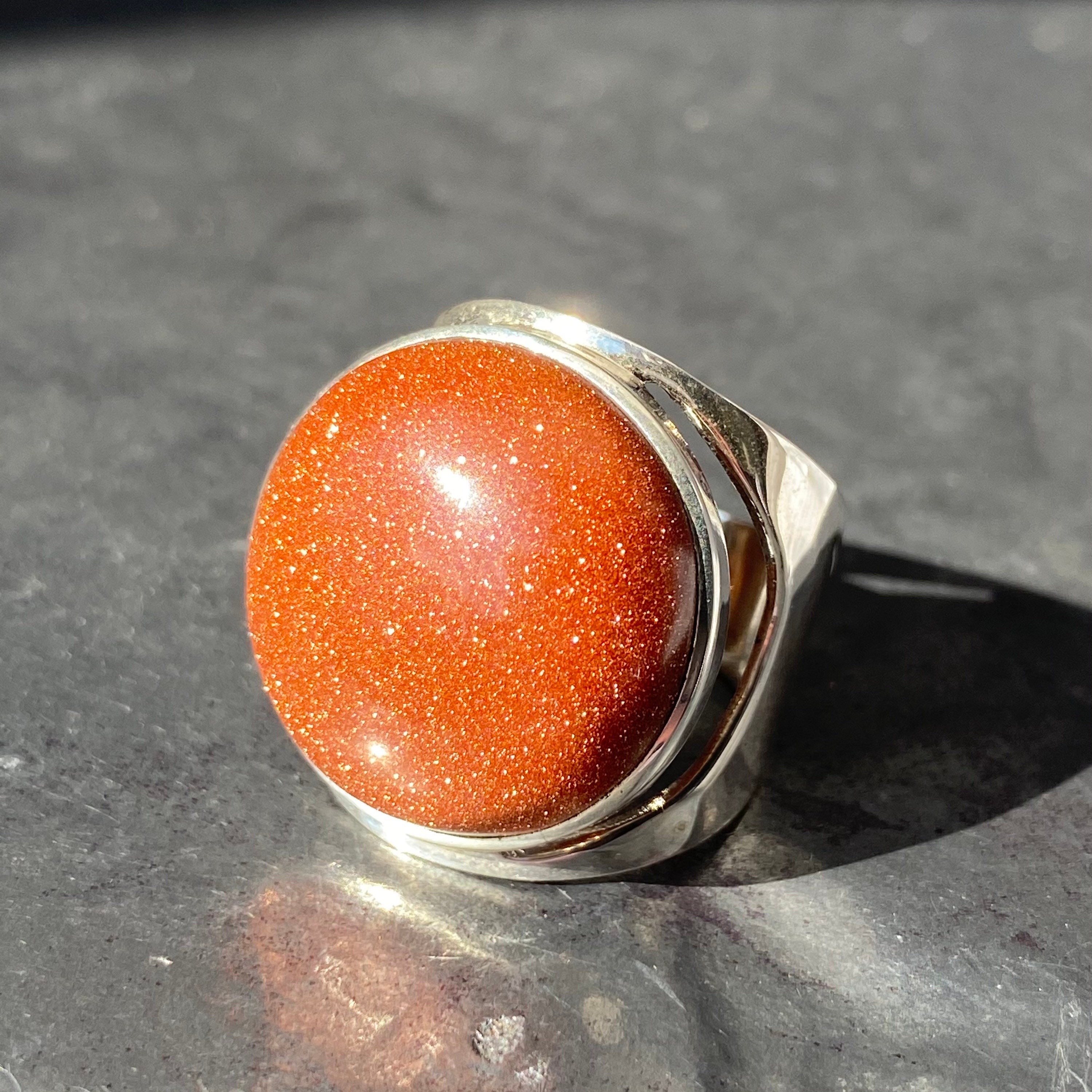 Goldstone Ring Sandstone Ring Gold Sandstone Ring Size - Etsy UK