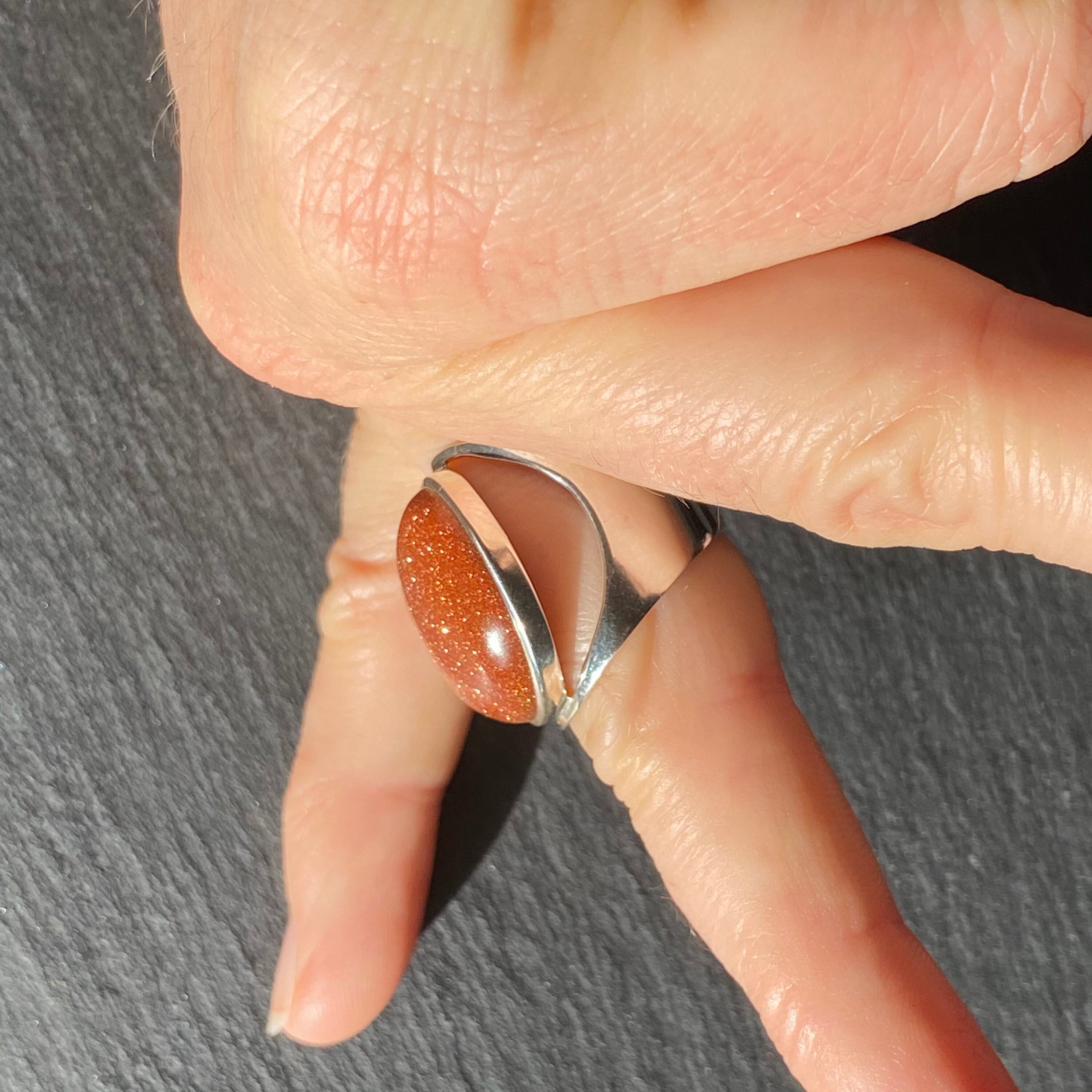 Goldstone ring sandstone ring gold sandstone ring size | Etsy