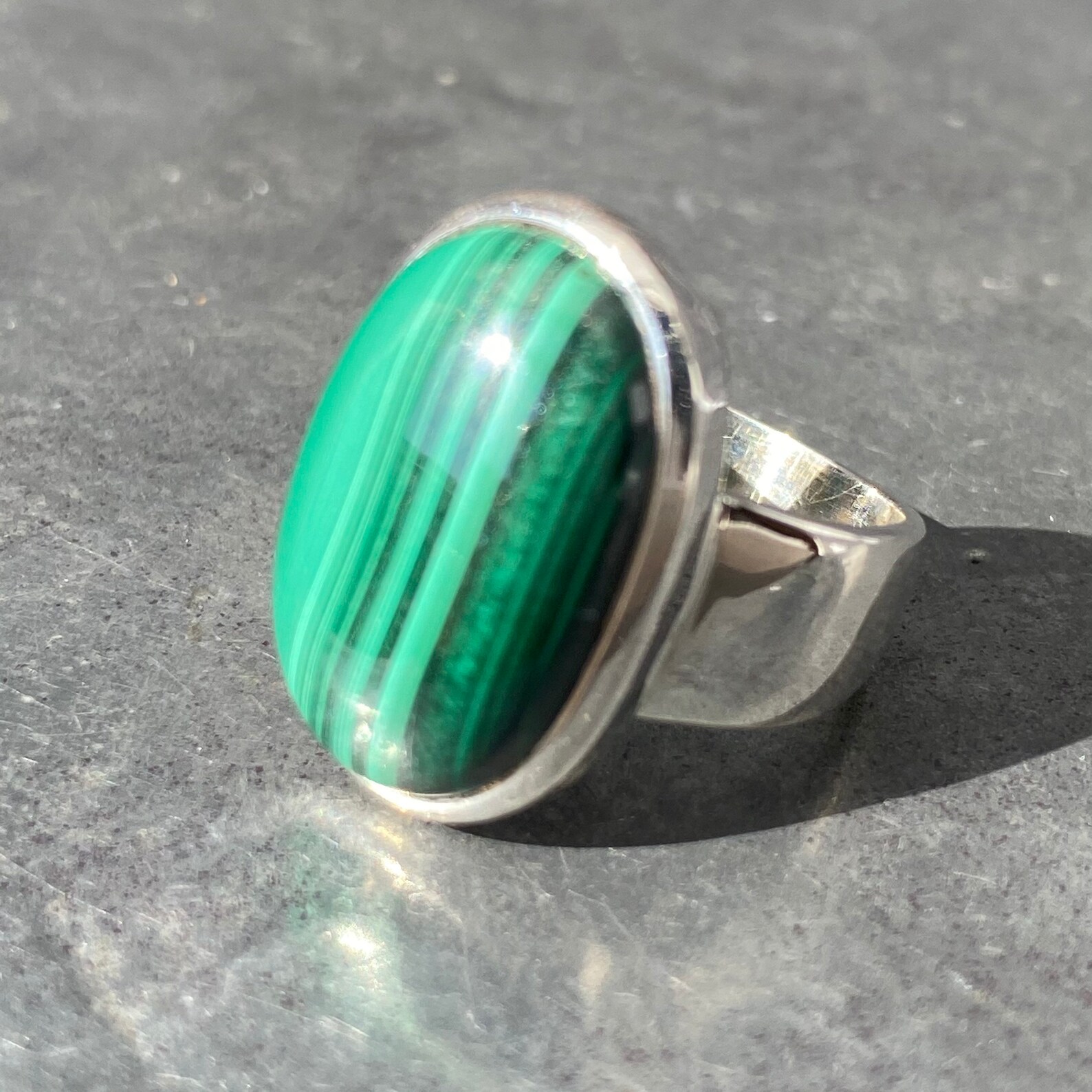 Malachite Ring - Oval Malachite Ring - Adjustable Malachite Ring Size ...