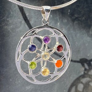 Chakra Pendant - Seed of Life Chakra Pendant - Silver Chakra Flower - Etsy