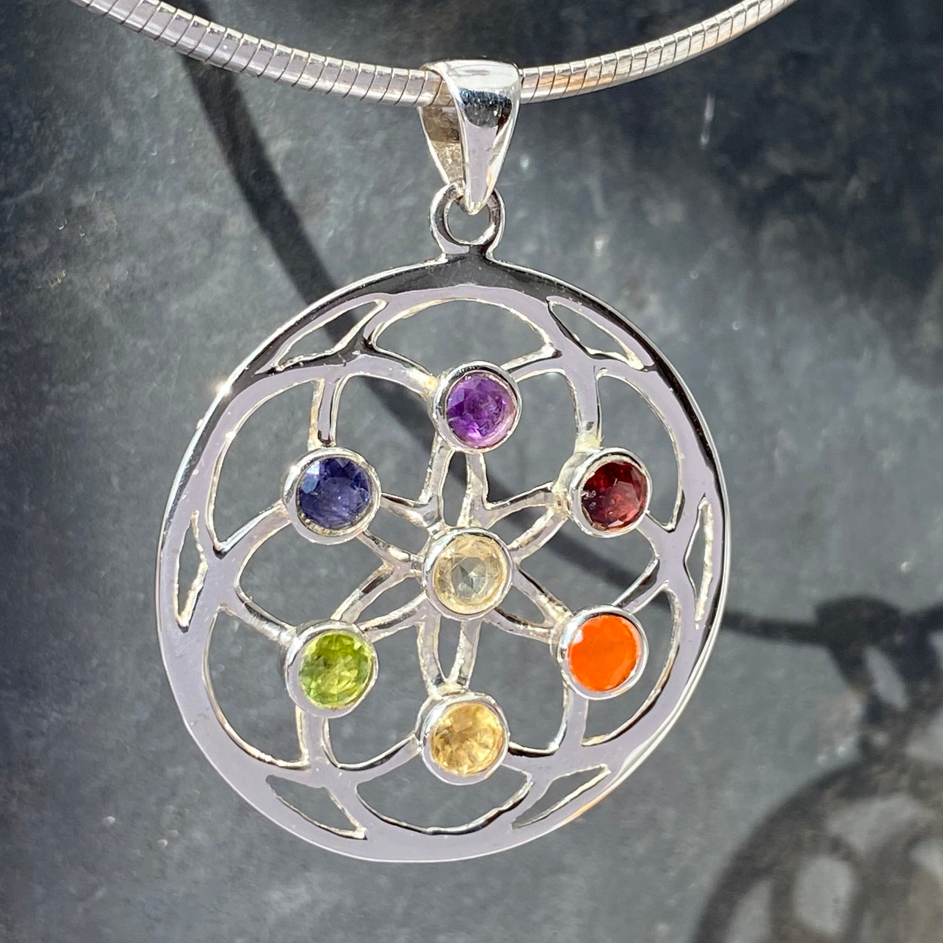Chakra Pendant - Seed of Life Chakra Pendant - Silver Chakra Flower - Etsy