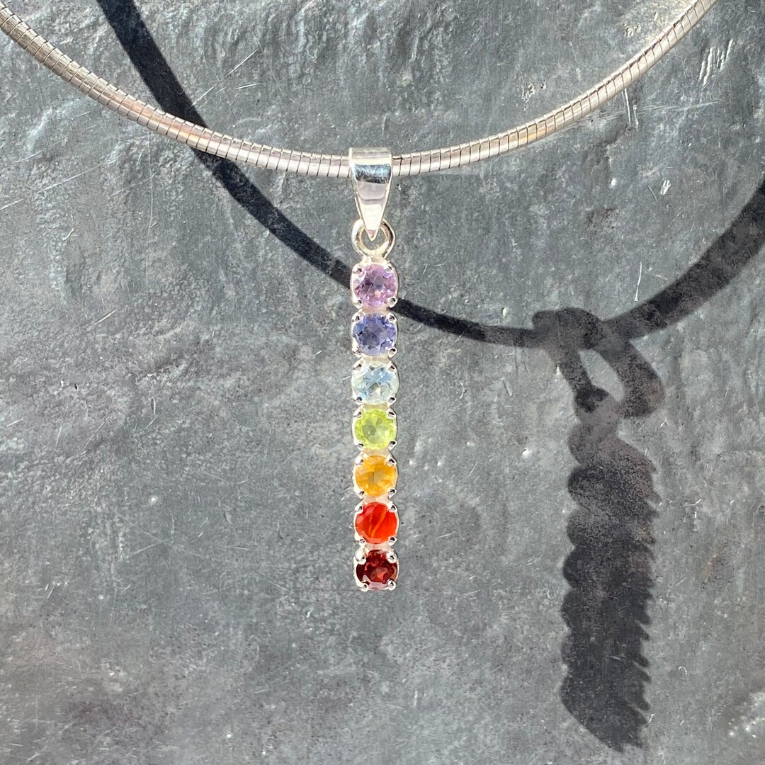 Chakra Pendant - Chakra Stick Pendant - Sterling Silver Chakra Necklace ...