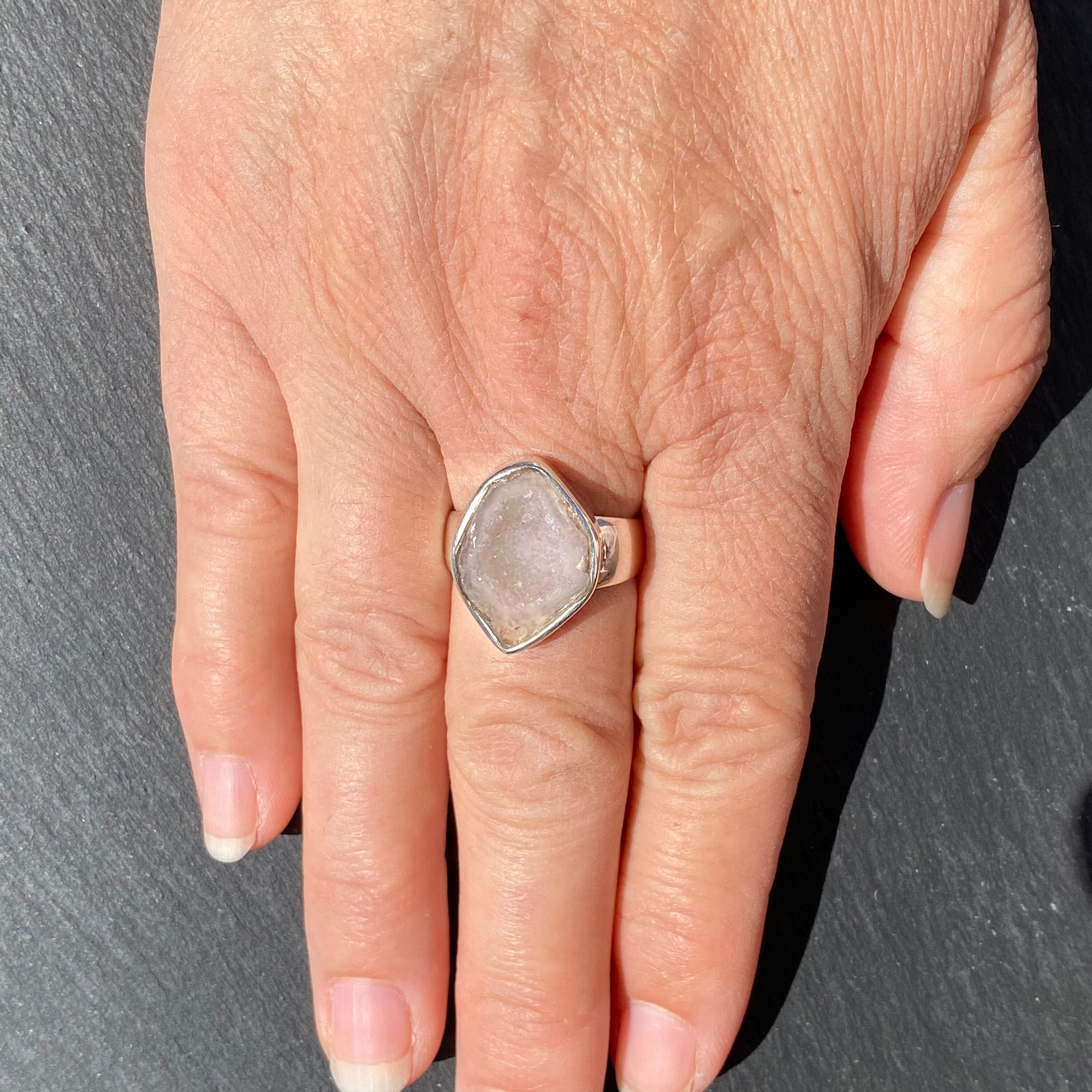 Druzy Ring Druzy Quartz Ring Natural Crystal Ring Size | Etsy UK