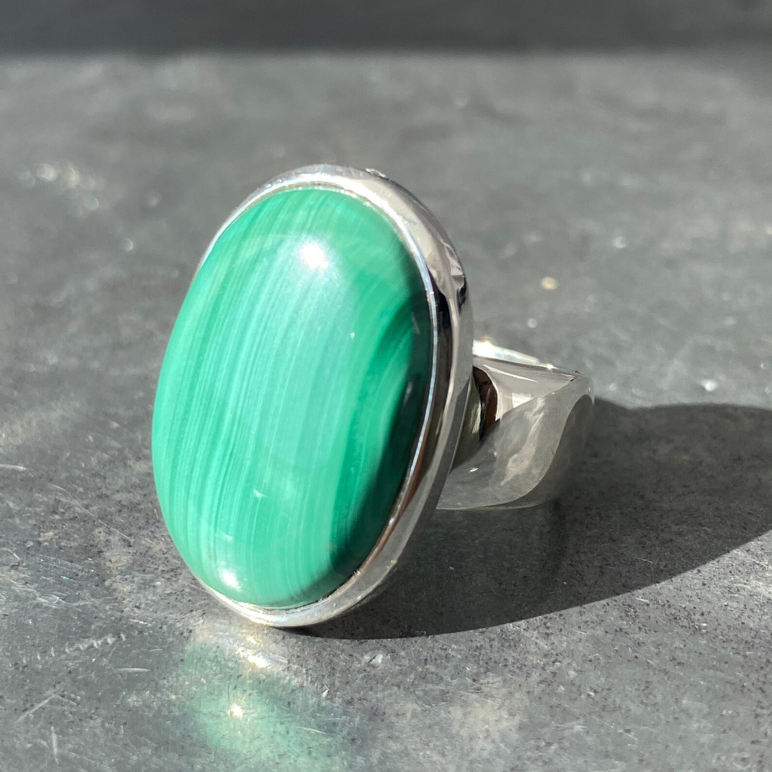 Malachite Ring Oval Malachite Ring Adjustable Malachite - Etsy