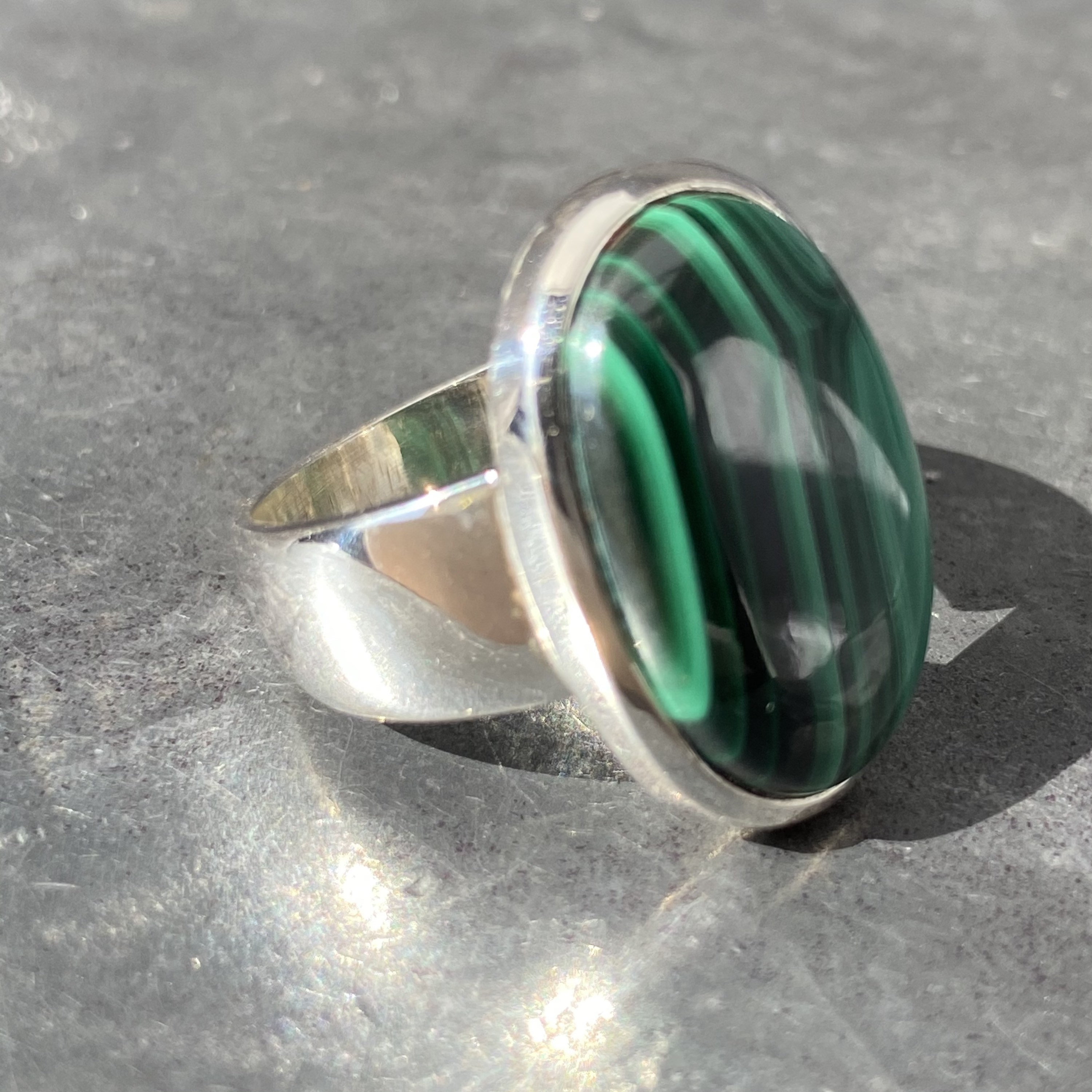Malachite Ring Oval Malachite Ring Adjustable Malachite Ring Size U.K ...