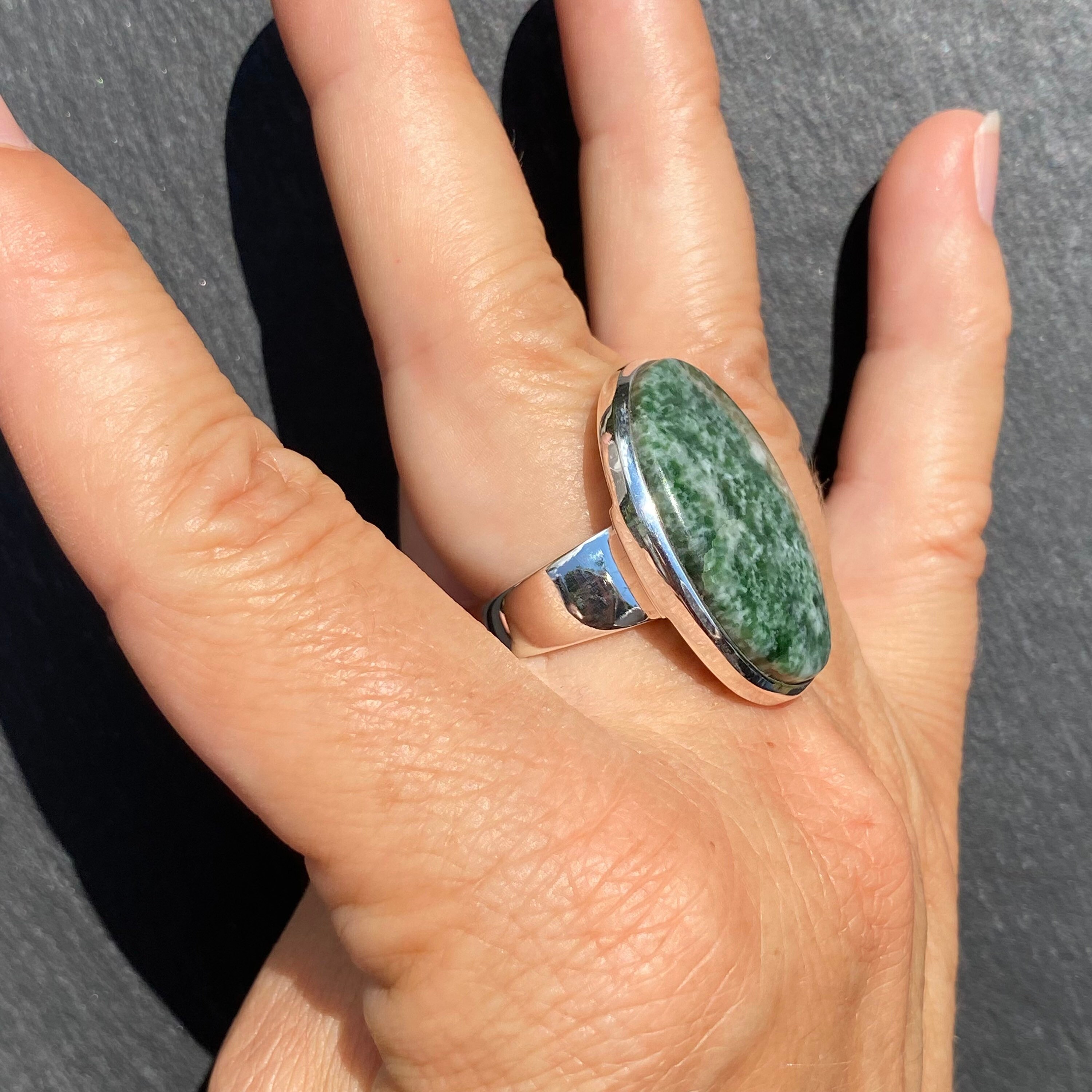 Jasper ring green dot jasper ring silver green jasper ring | Etsy