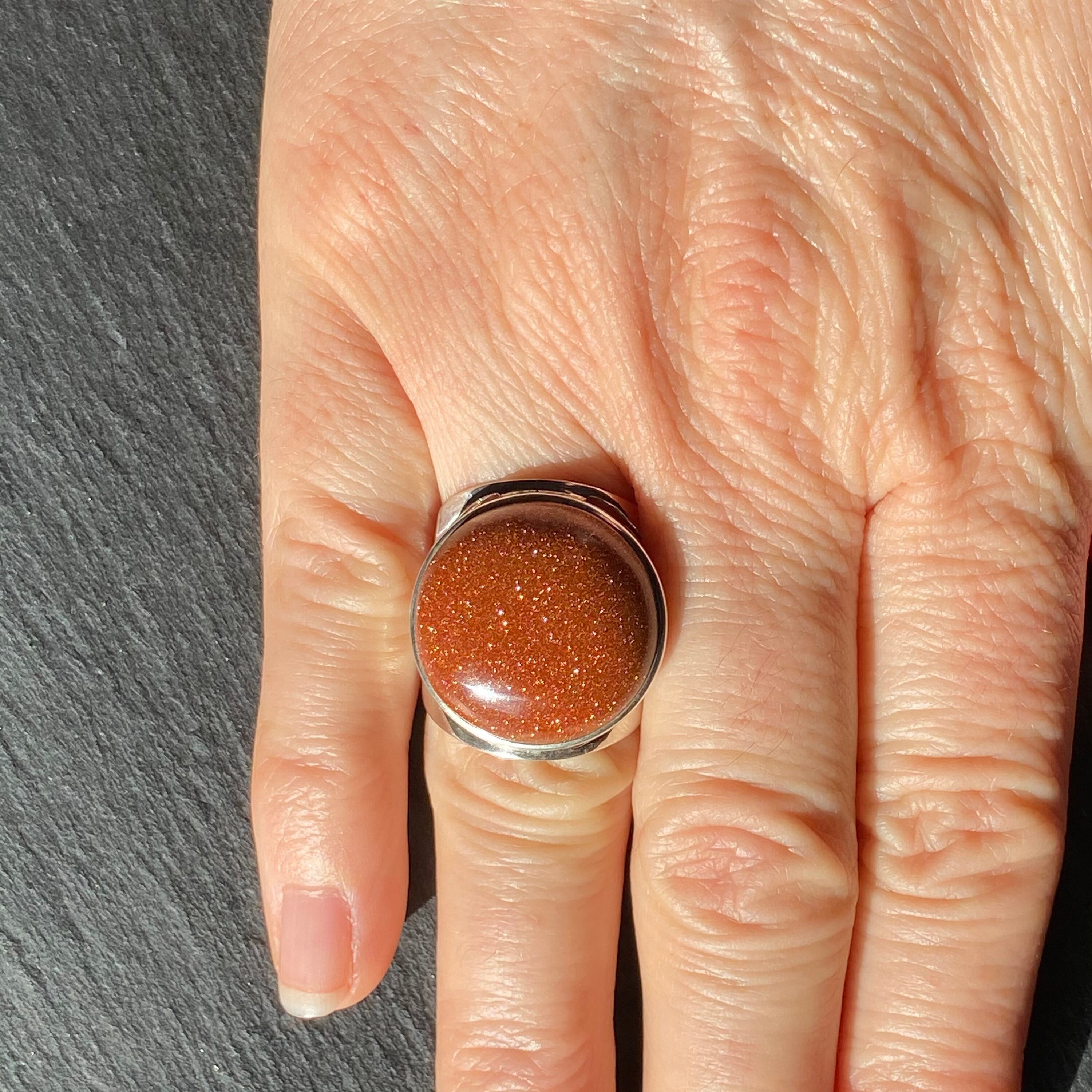 Goldstone Ring Sandstone Ring Gold Sandstone Ring Size | Etsy UK