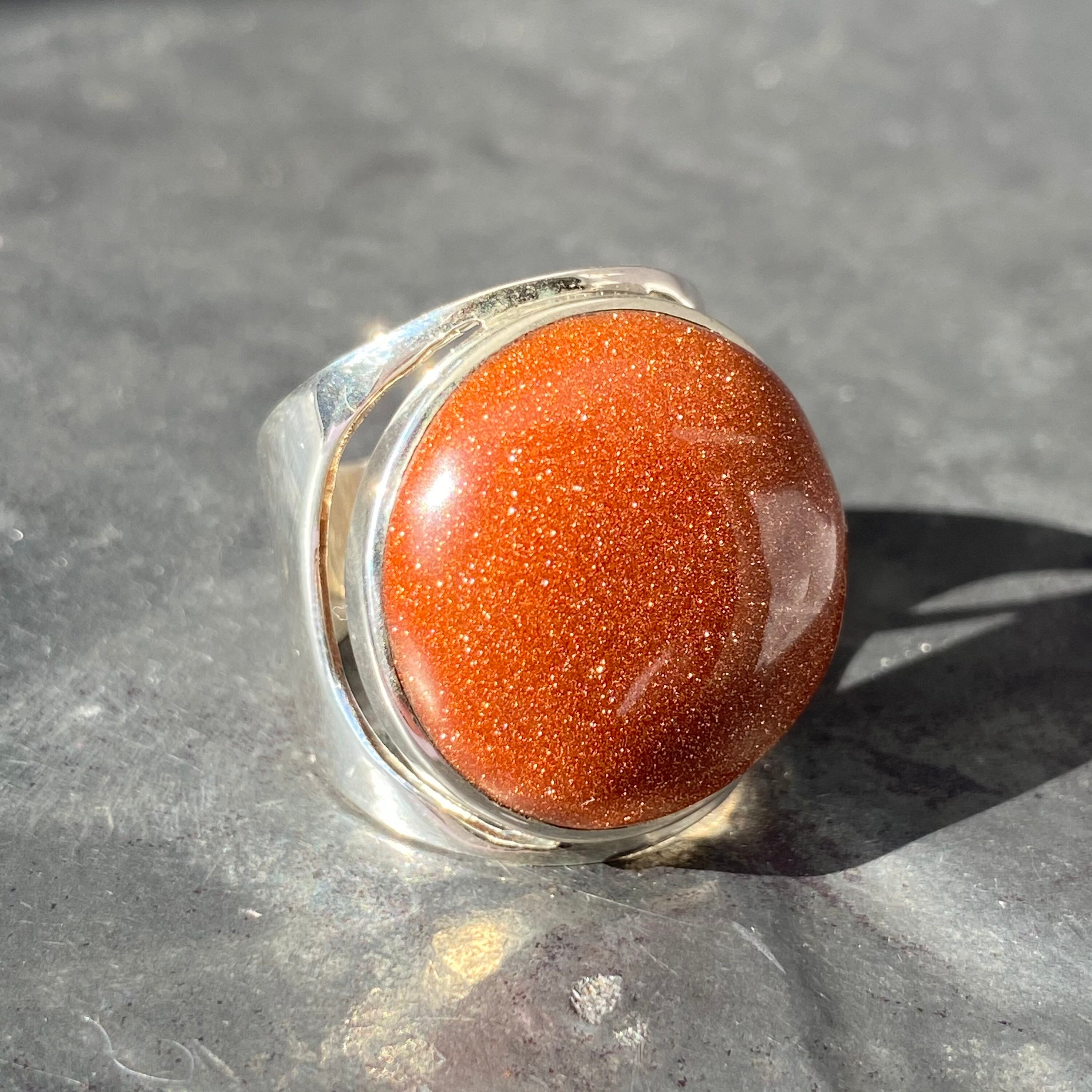 Goldstone Ring Sandstone Ring Gold Sandstone Ring Size - Etsy UK
