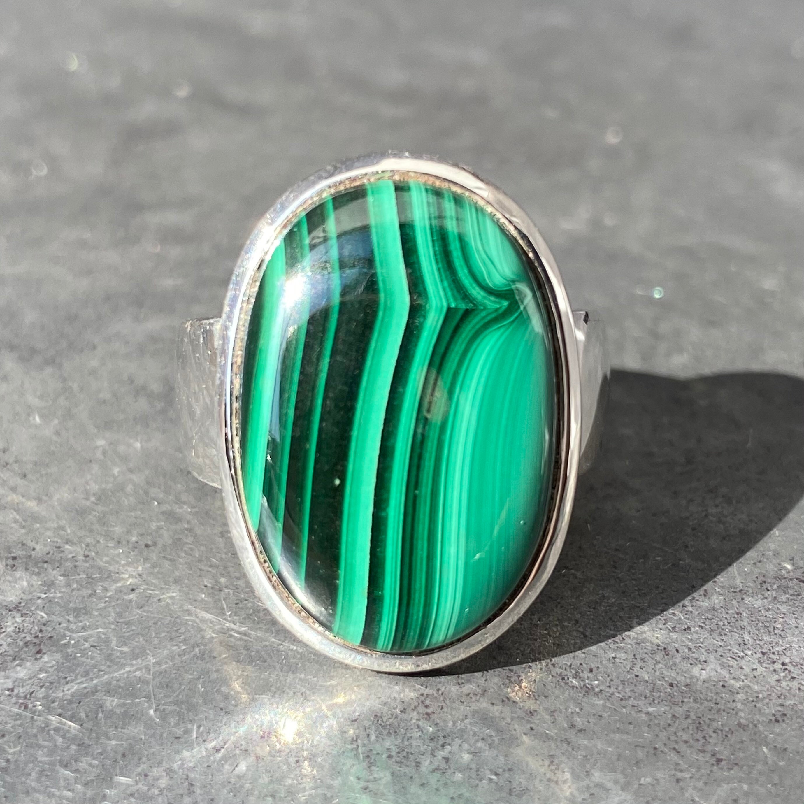 Malachite Ring Oval Malachite Ring Adjustable Malachite Ring Size U.K ...