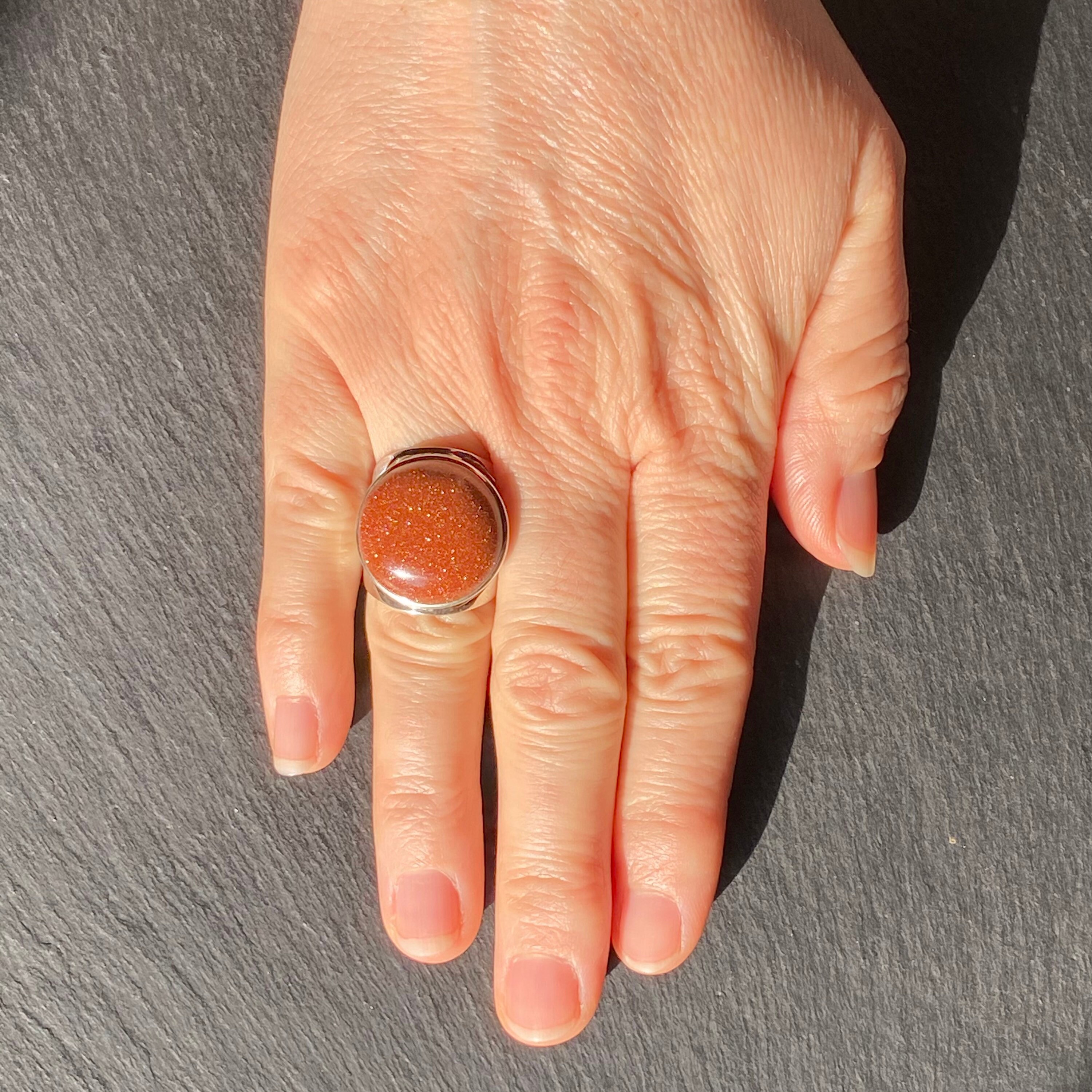 Goldstone Ring Sandstone Ring Gold Sandstone Ring Size - Etsy UK