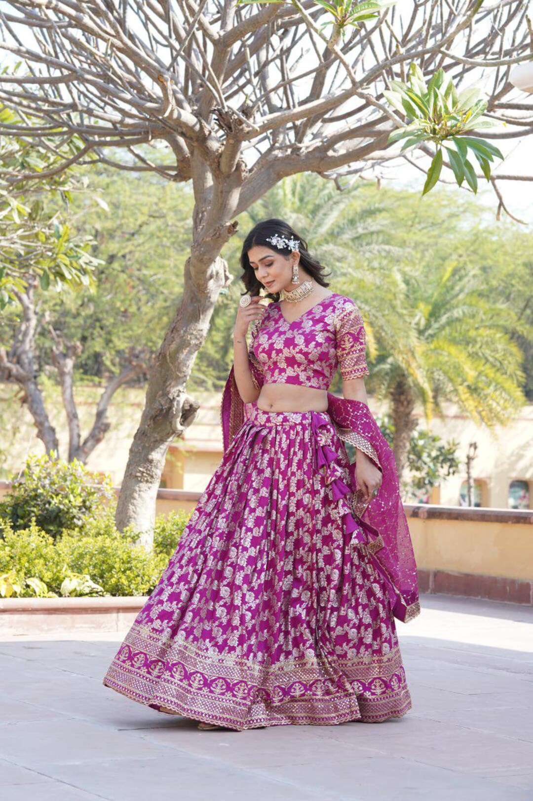 Viscose Jacquard Lehnga Choli for Woman South Indian Lehnga Marriage ...