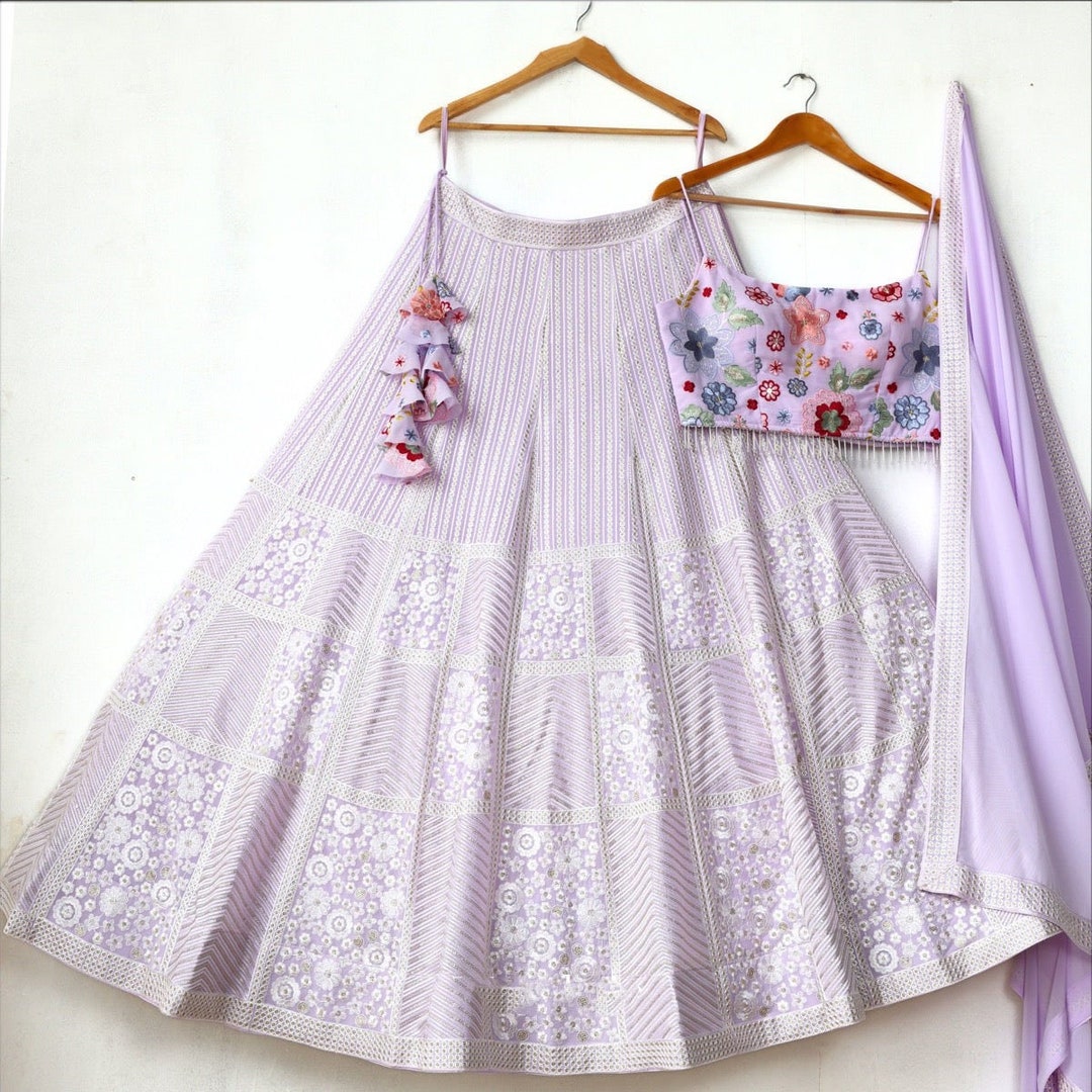 Glamorous Lilac Georgette Lehenga Choli for Woman Bollywood Lahanga ...