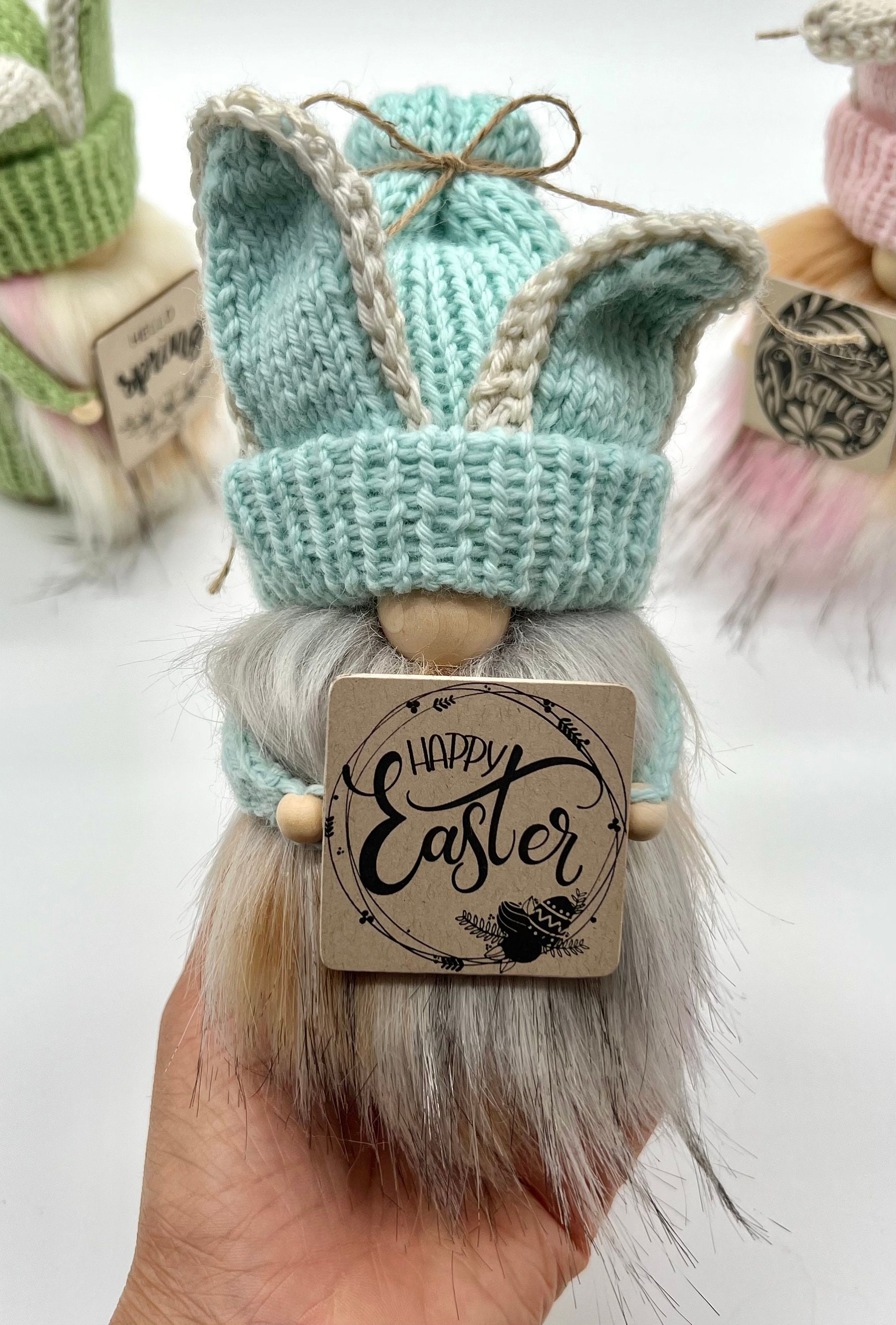 Spring Pastel Gnome Knitted Bunny Gnome Easter Gnome Rabit - Etsy