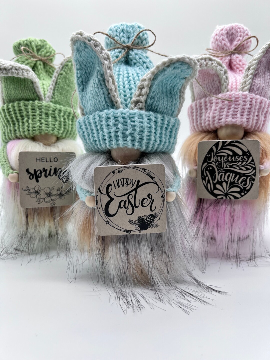 Spring Pastel Gnome, Knitted Bunny Gnome, Easter Gnome, Rabit Gnome ...