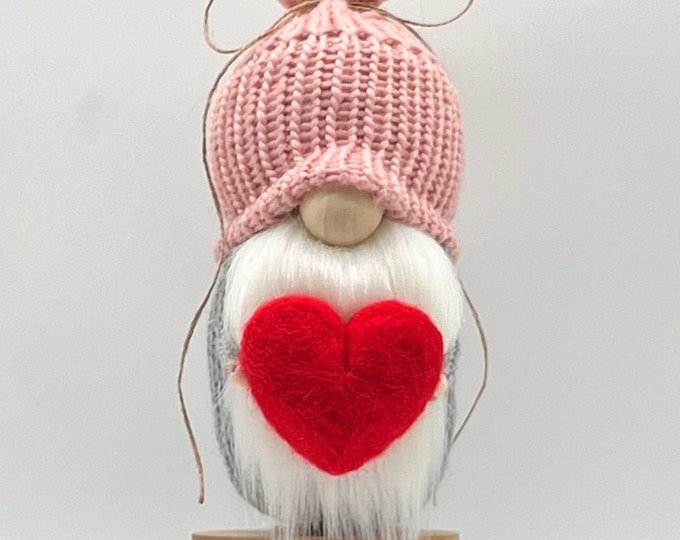 Valentine's Day Standing Gnome Shelf Sitter, Cute Gnome Holds 3 Hearts ...