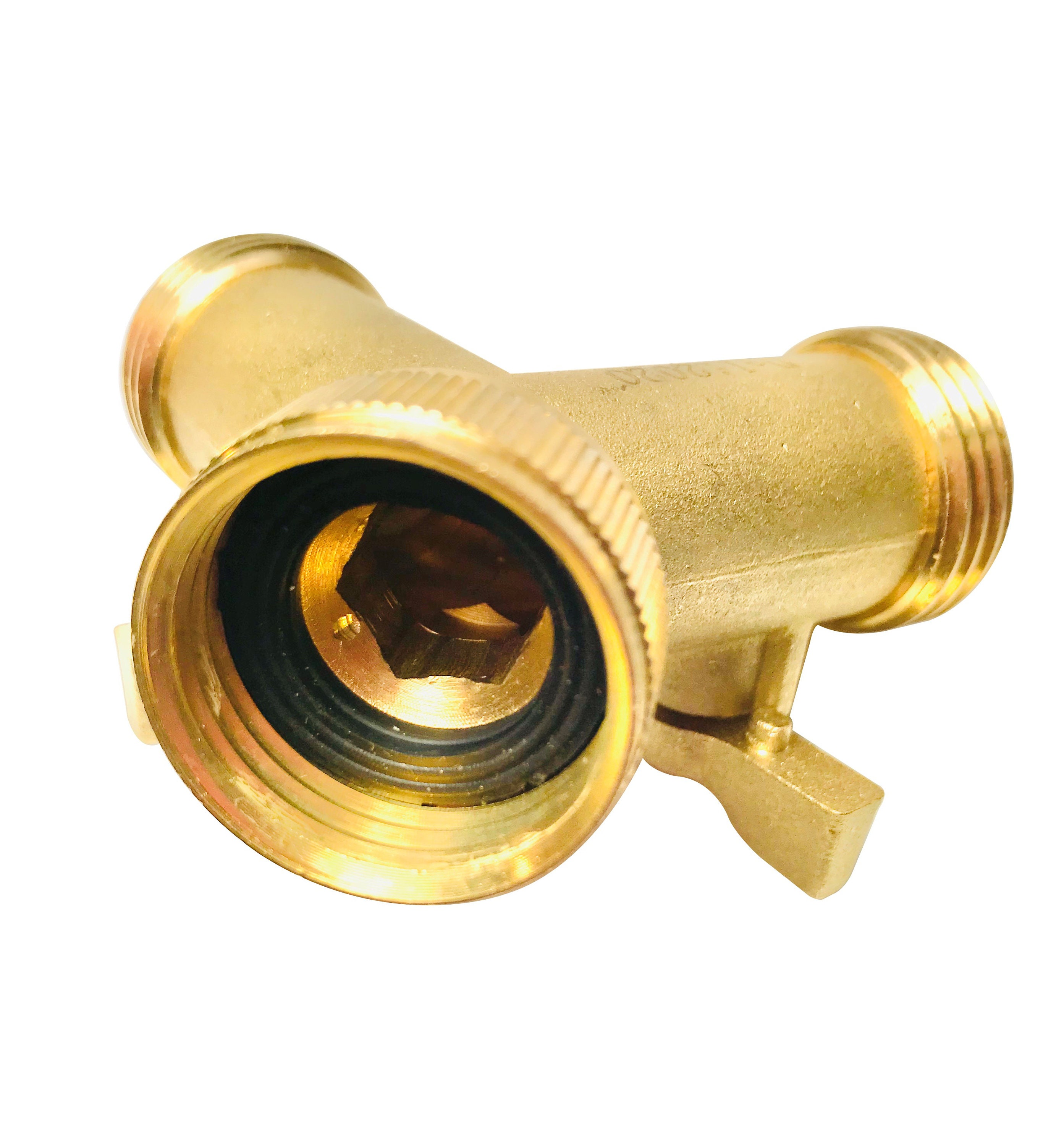 Heavy Duty Brass Garden Hose Y Splitter (2 Way Adapter), 3/4" Y ...