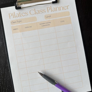 Printable Pilates Class Planner Template – Reformer | for Instructors ...