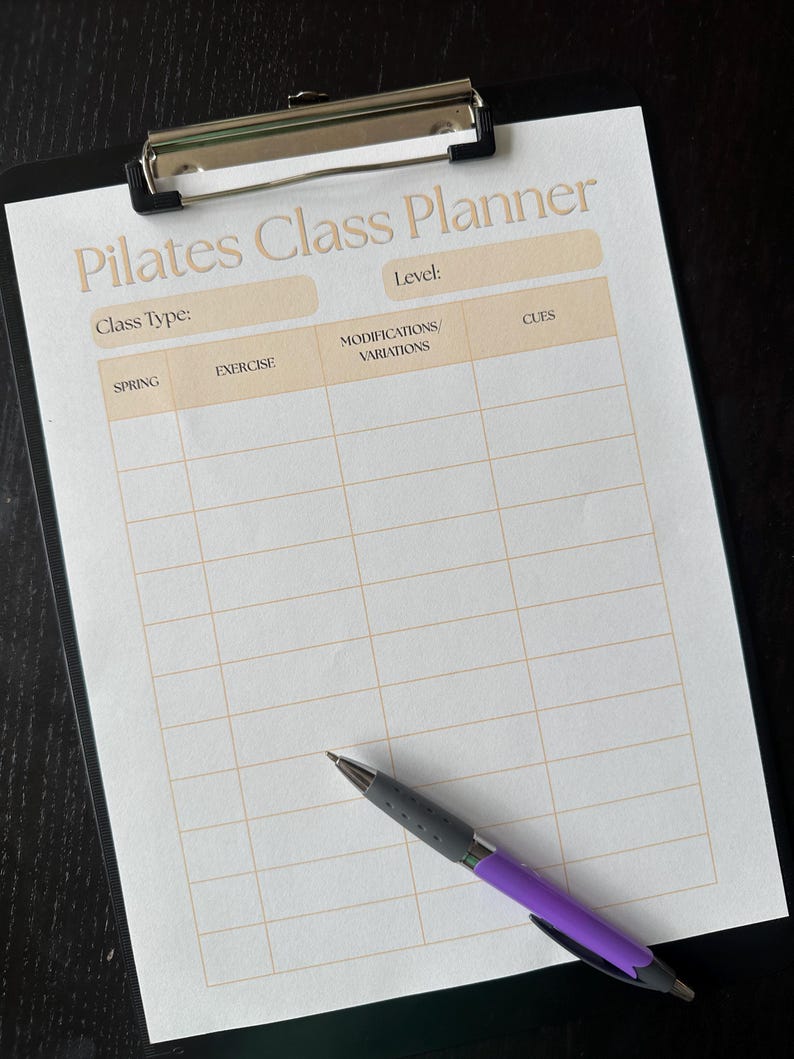 Printable Pilates Class Planner Template – Reformer | for Instructors ...