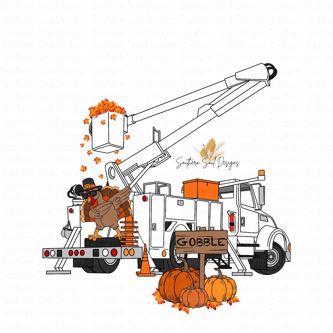 Thanksgiving Lineman Bucket Truck PNG Turkey - Etsy