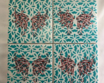 Coca Cola Ceramic Tile Coaster 2 in Set - Etsy