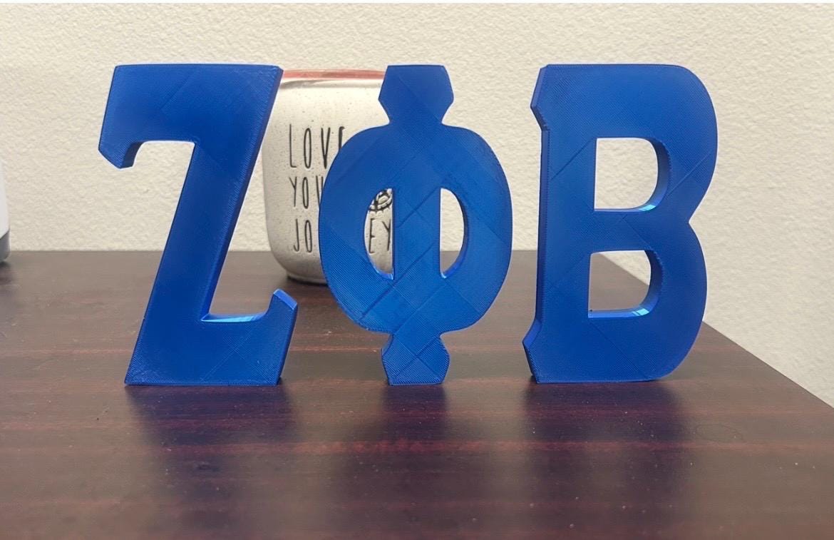 6 Inch Zeta Phi Beta Greek Letters: 3D Printed Sorority Decor - Etsy