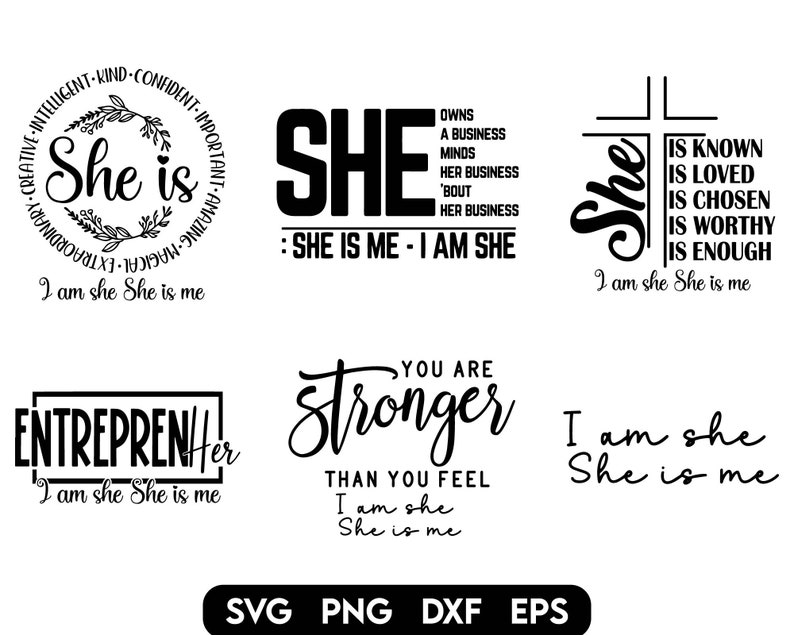 She is Me SVG Bundle, Postive Quotes Svg, Woman Affirmation Svg ...