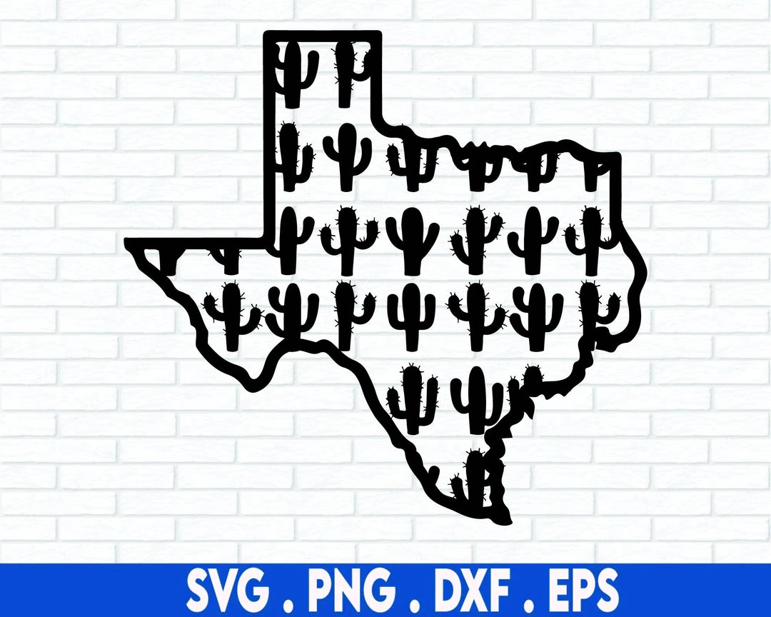 Texas Map With Cactus SVG, Texas SVG, Cactus, Cacti, Clipart, Png, Svg ...