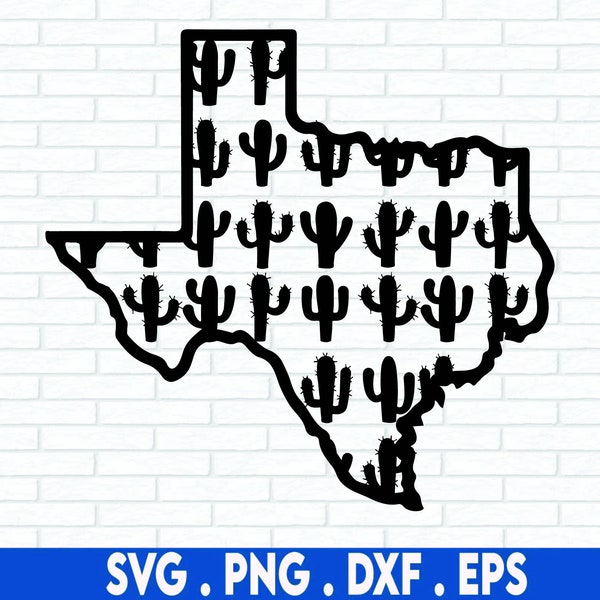 Texas Map With Cactus Svg - Etsy