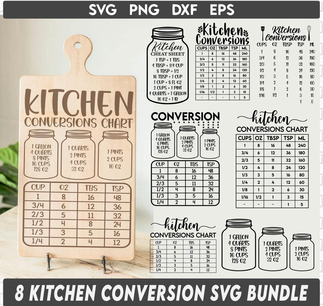 Kitchen Conversion Chart Svg, Decorative Kitchen Conversion, Kitchen ...