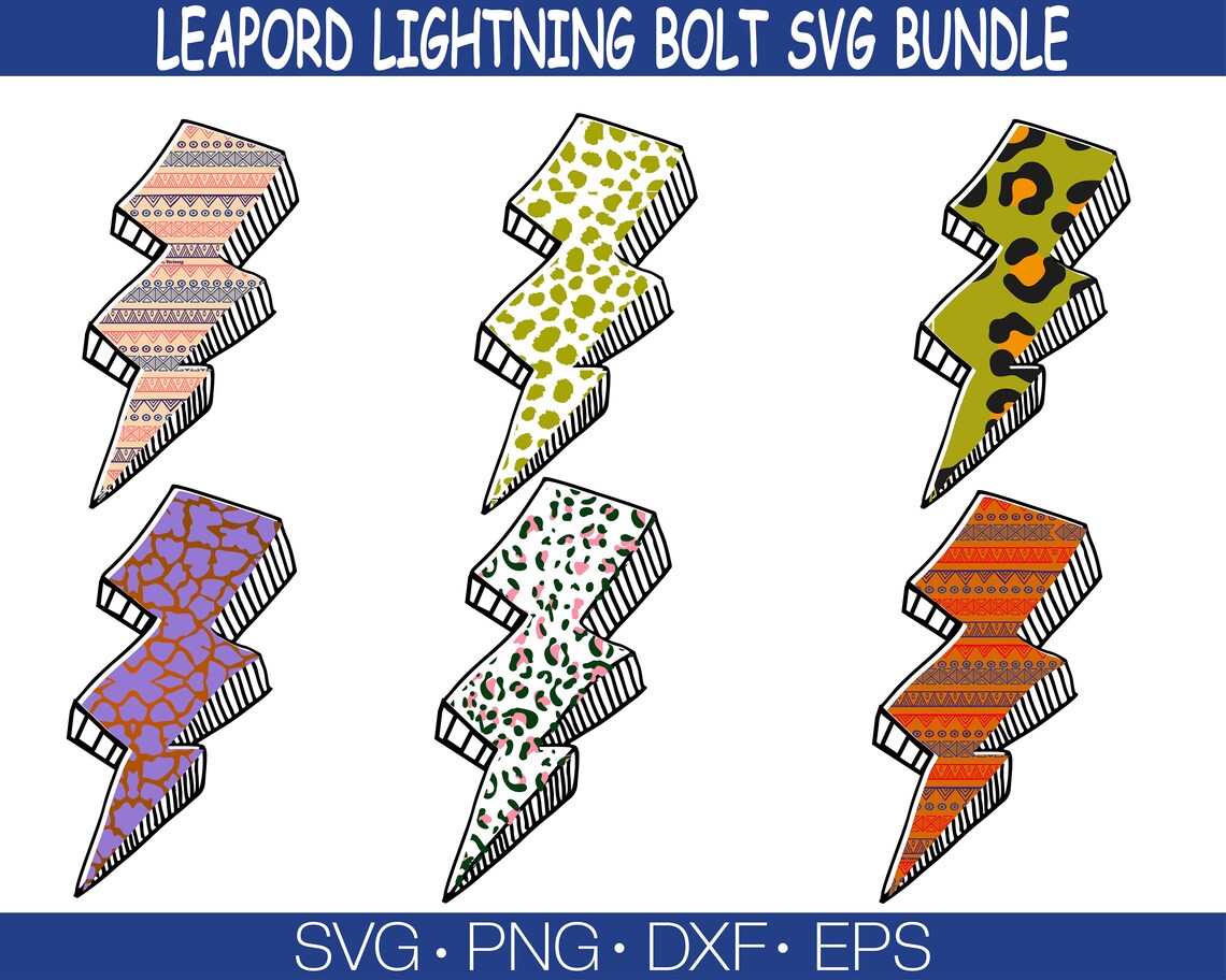 Leopard Lightning Bolt Svg Bundle Leopard Lightning Bolt Png - Etsy
