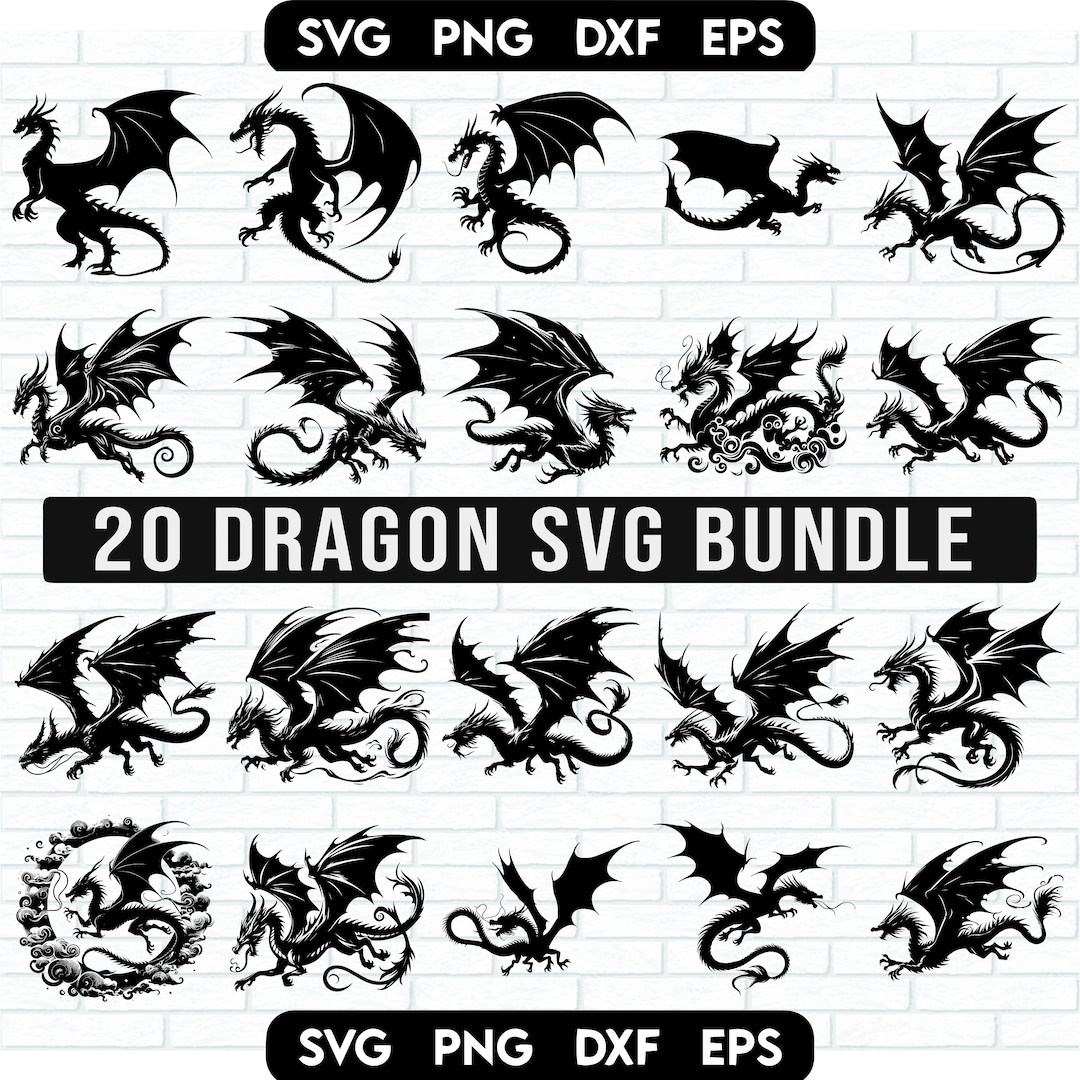 Dragon Svg Bundle, Dragon Svg, Dragon Cut File, Dragons Head, Dragon ...