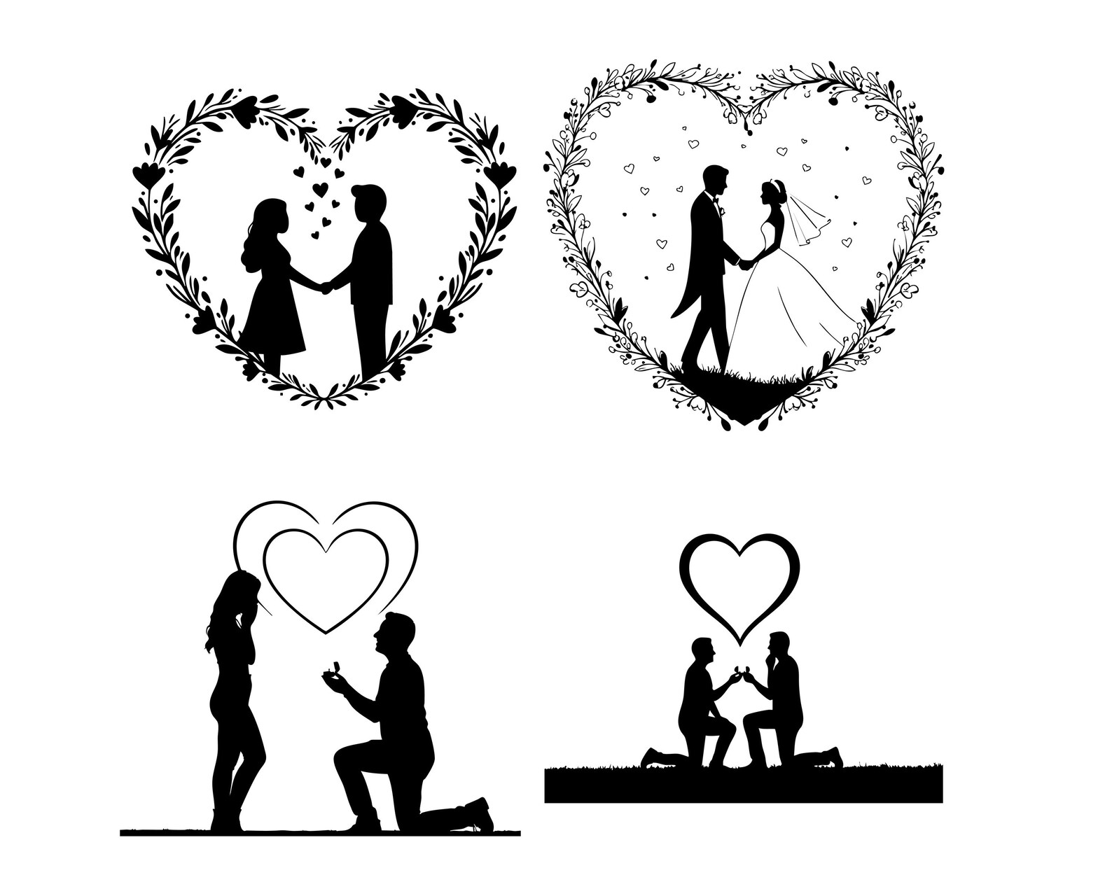 Wedding Heart Svg Bundle,wedding Svg Bundle,couple Svg, Wedding Heart ...