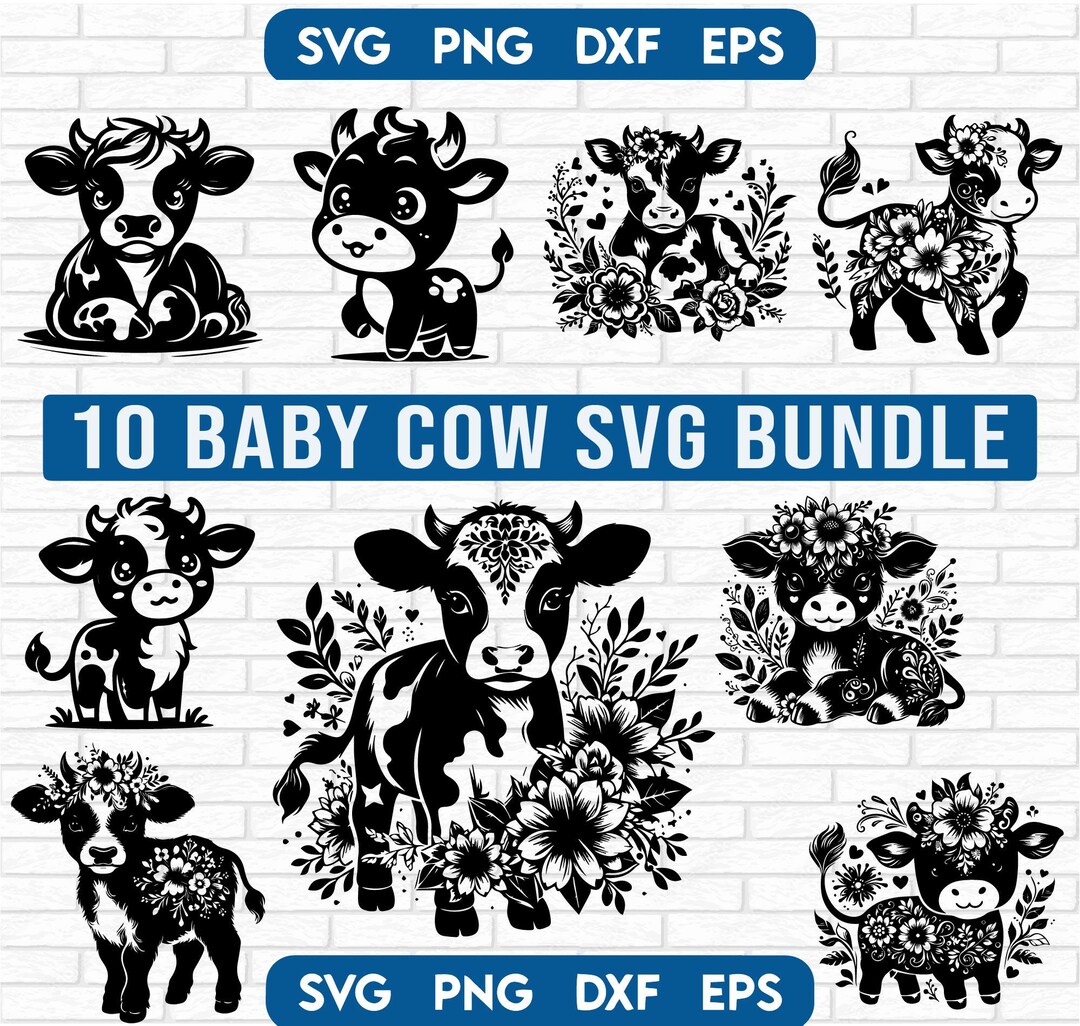 Baby Cow Bundle Svg, Cow Clipart, Cute Cartoon Cow, Great for Nursery ...