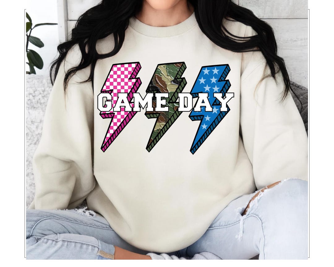 Game Day Lightning Bolt PNG, Star Leopard Checker Print PNG, Retro ...
